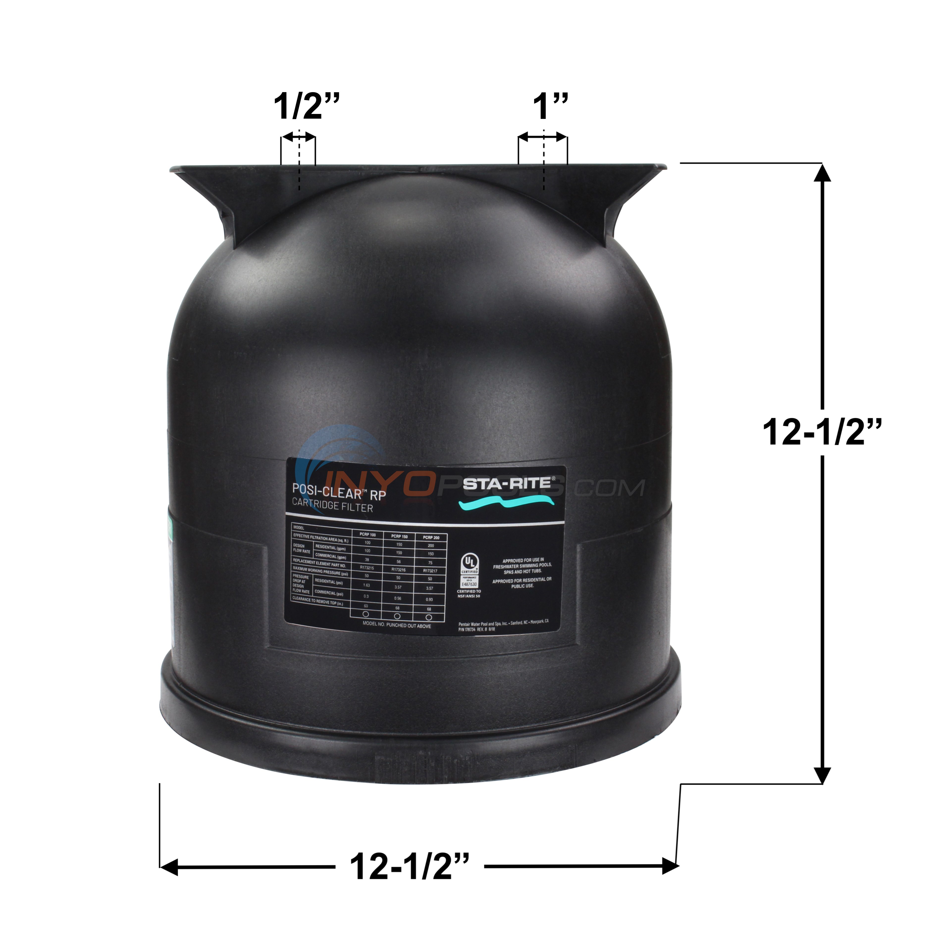 Pentair Sta-Rite Posi-Clear RP Series 150 Sq Ft, 200 Sq Ft Tank Lid ...