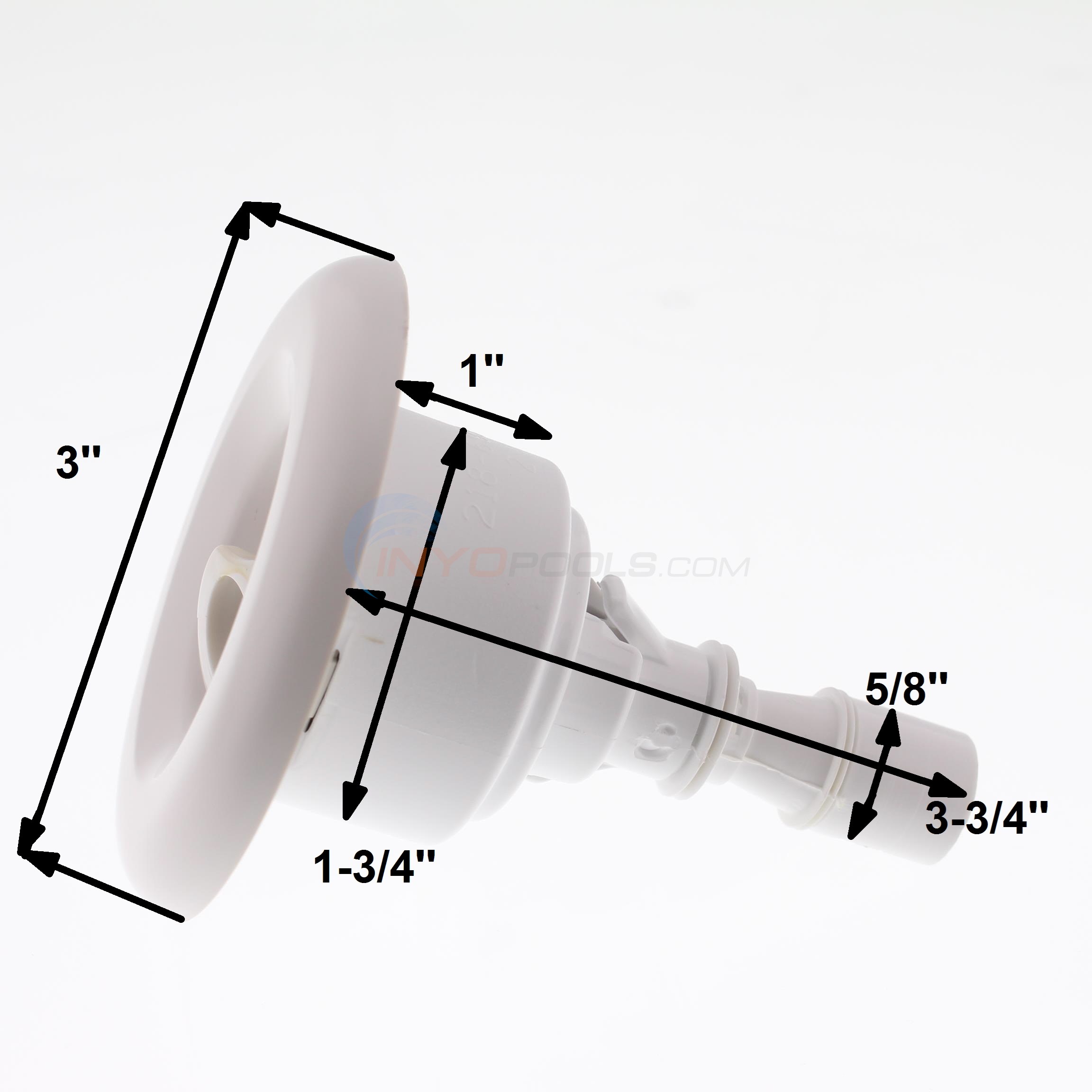 Adjustable Mini Storm Spa Jet Roto 3", Smooth Snap In White - INYOPools.com