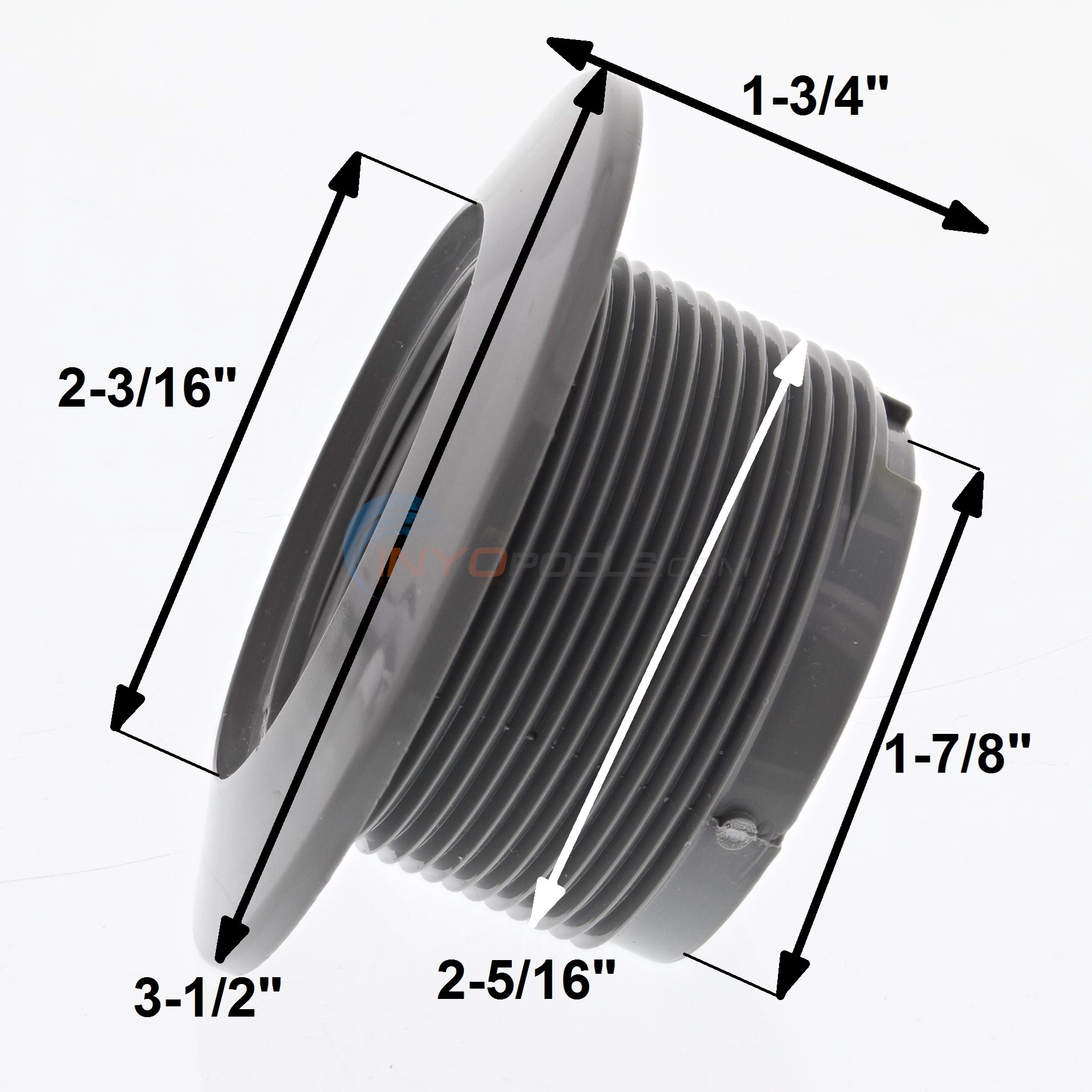 Waterway Gray Return Fitting for Gunite Pool, 1.5" FPT x 1.5" S - 215 ...