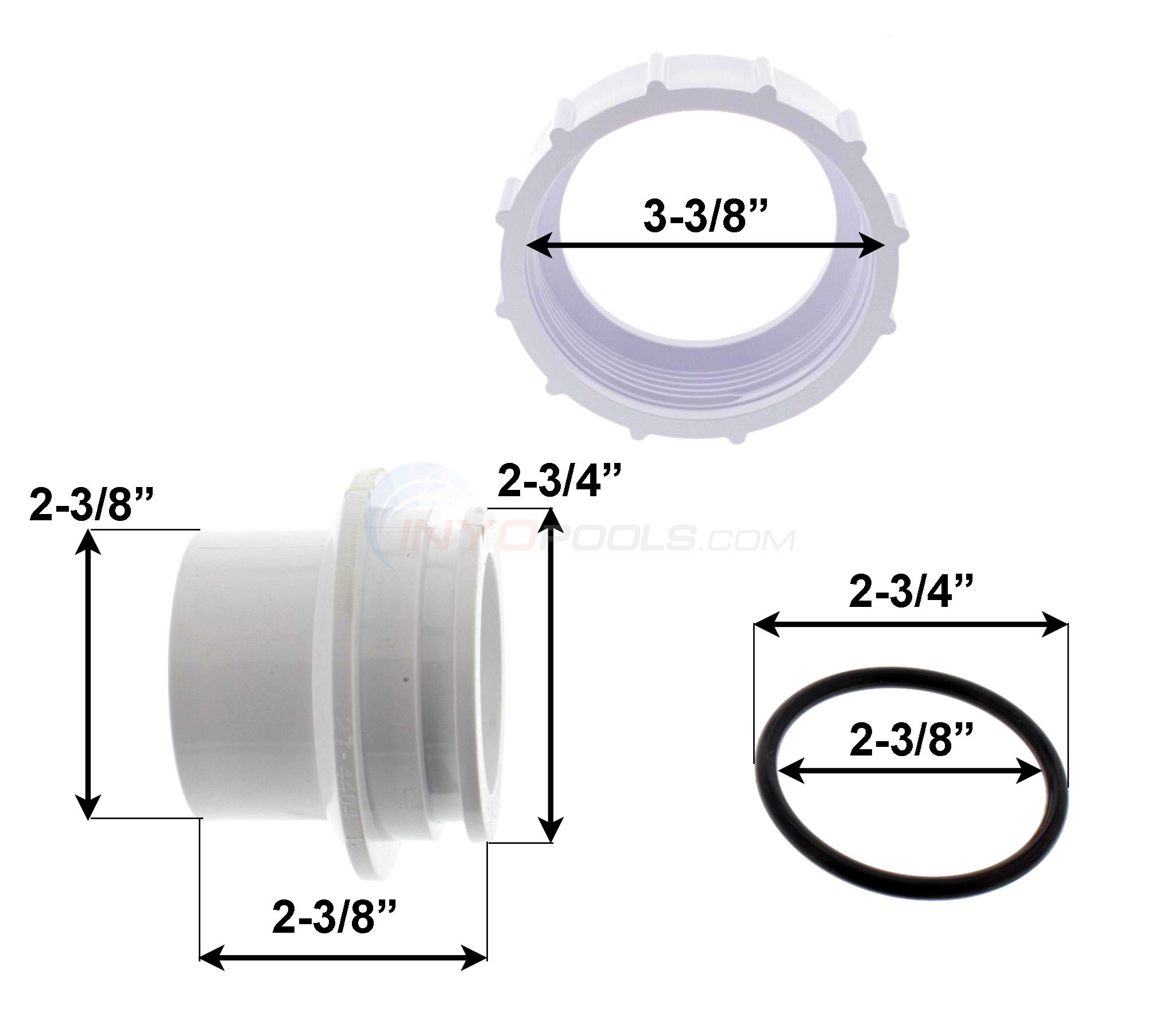 Pentair Bulkhead Union Replacement Kit, 1-1/2" x 2" Slip - 271096 - INYOPools.com