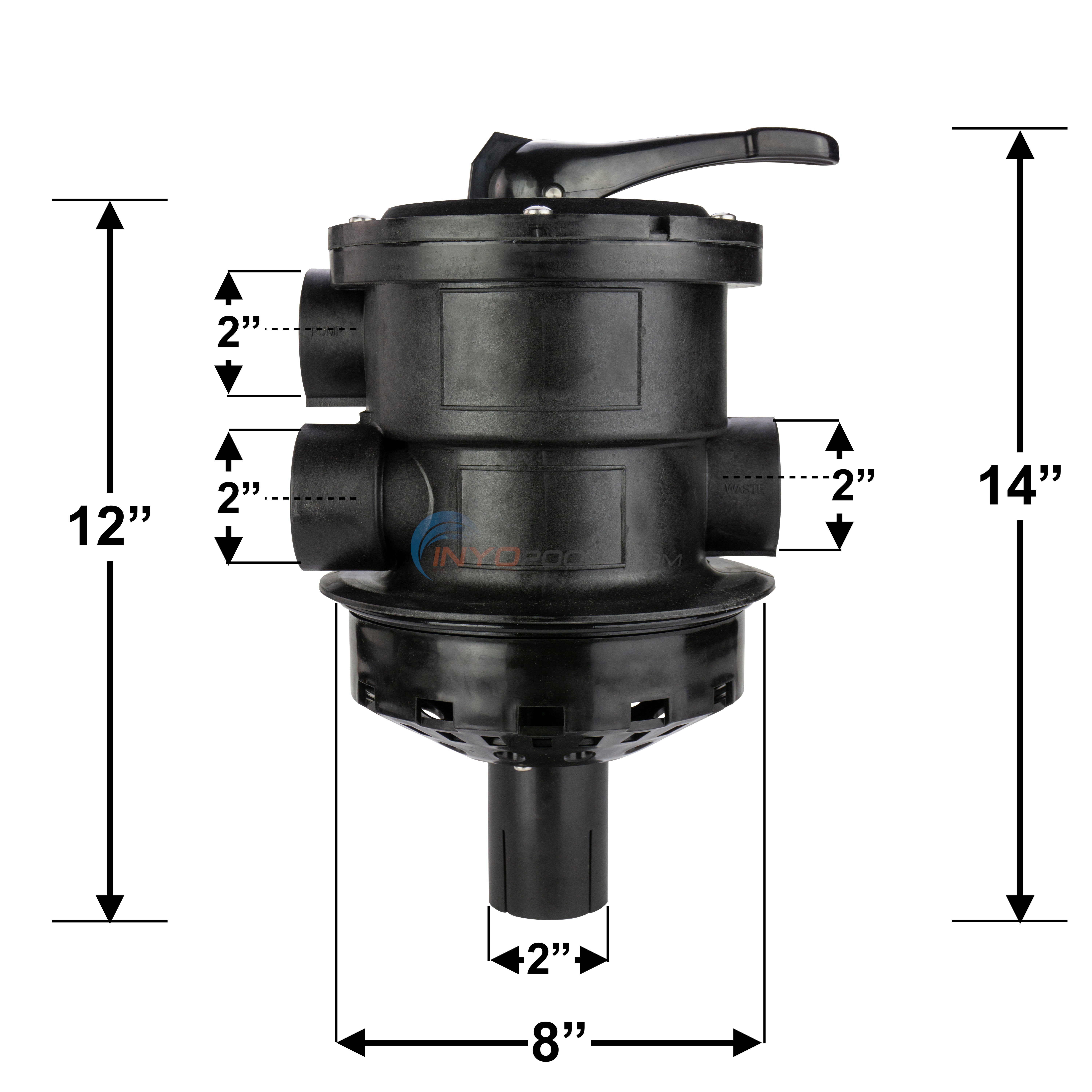 CMP Top Mount Multiport Valve 1.5" - TM-12-H8 - INYOPools.com