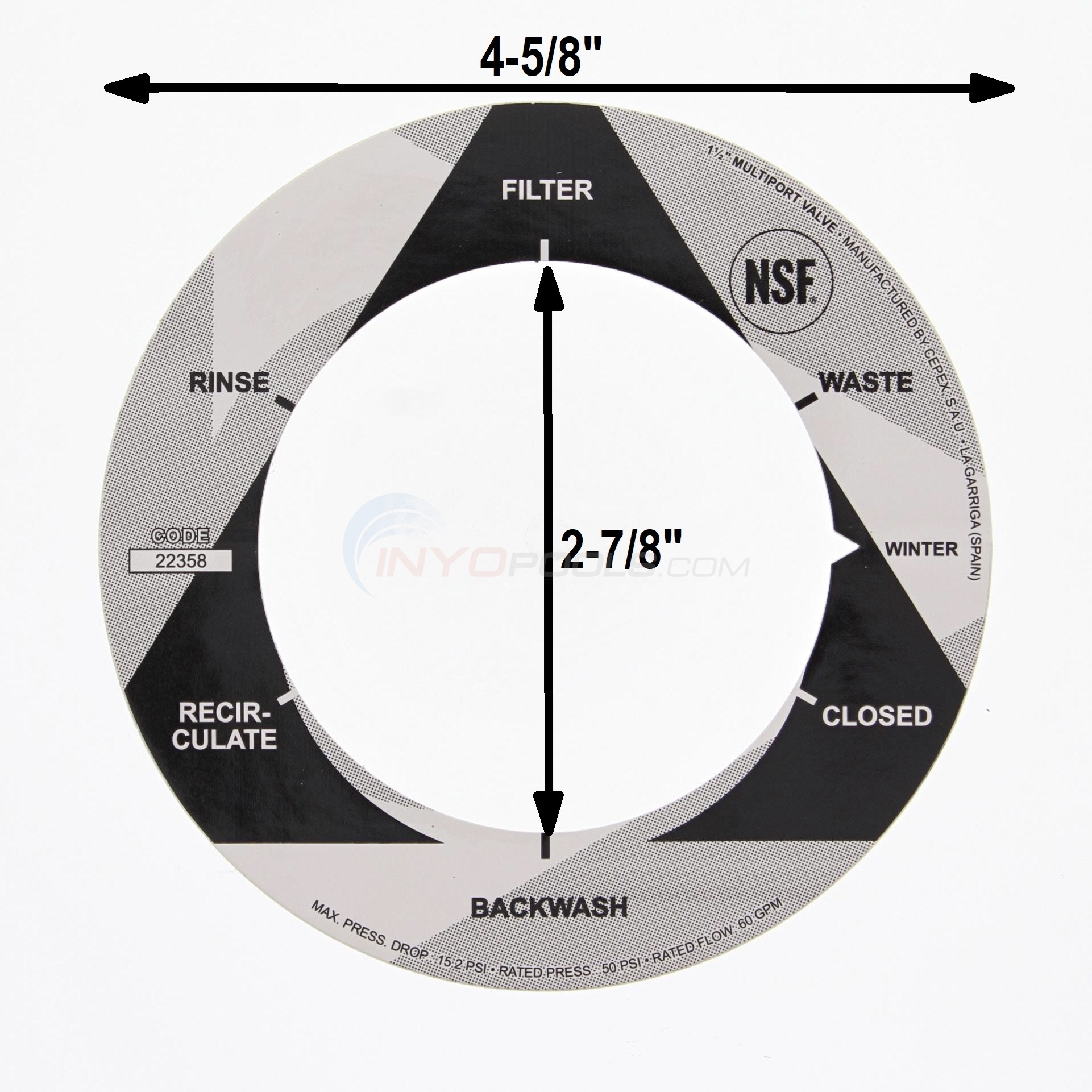 Astral MULTIPORT VALVE LABEL FOR 22355 - 4870-401 - INYOPools.com