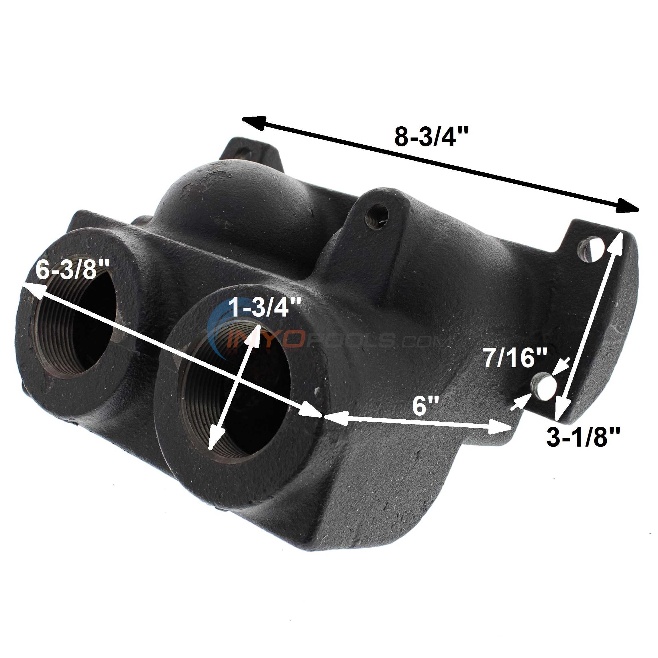 Raypak Inlet Outlet Header, Cast Iron, 105b (006887f) - INYOPools.com