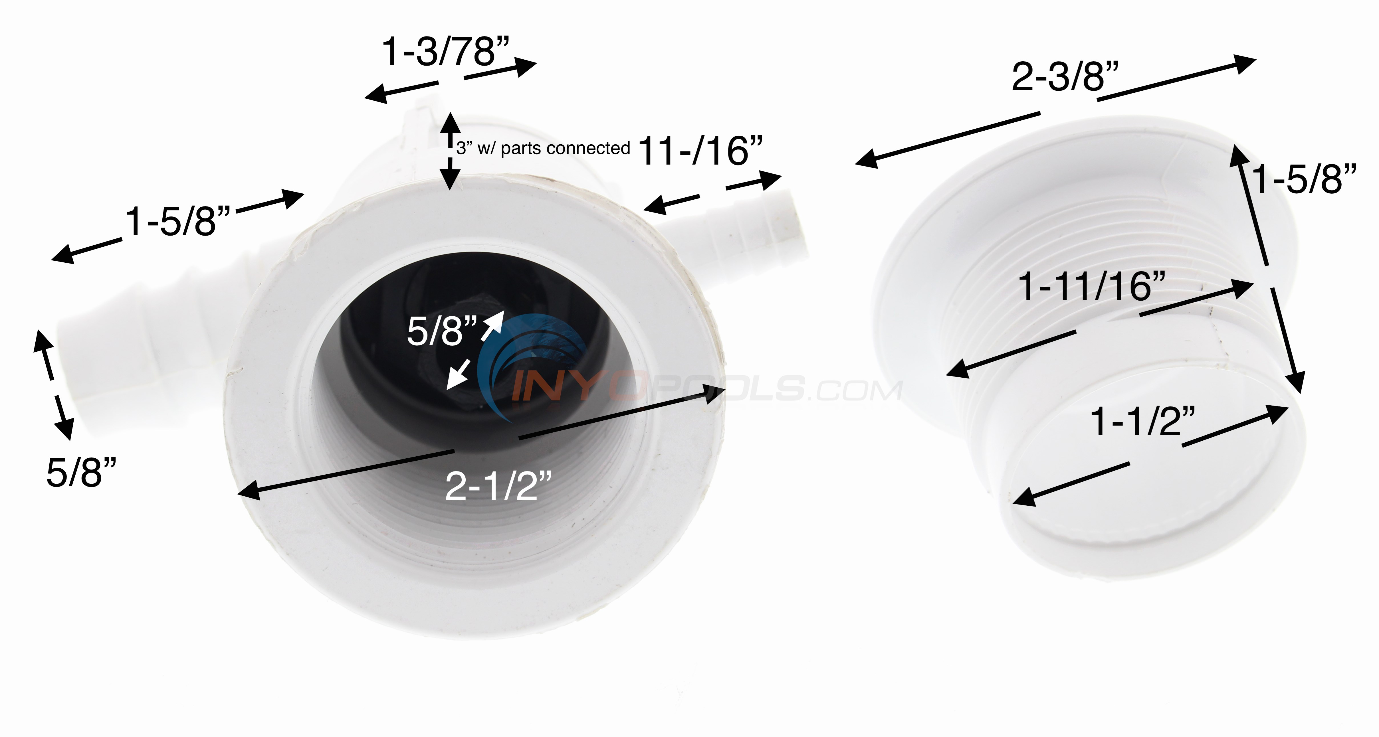 Waterway Adj Mini-jet Body; 3/4 Barb X 3/8 Barb (222-1040) - INYOPools.com