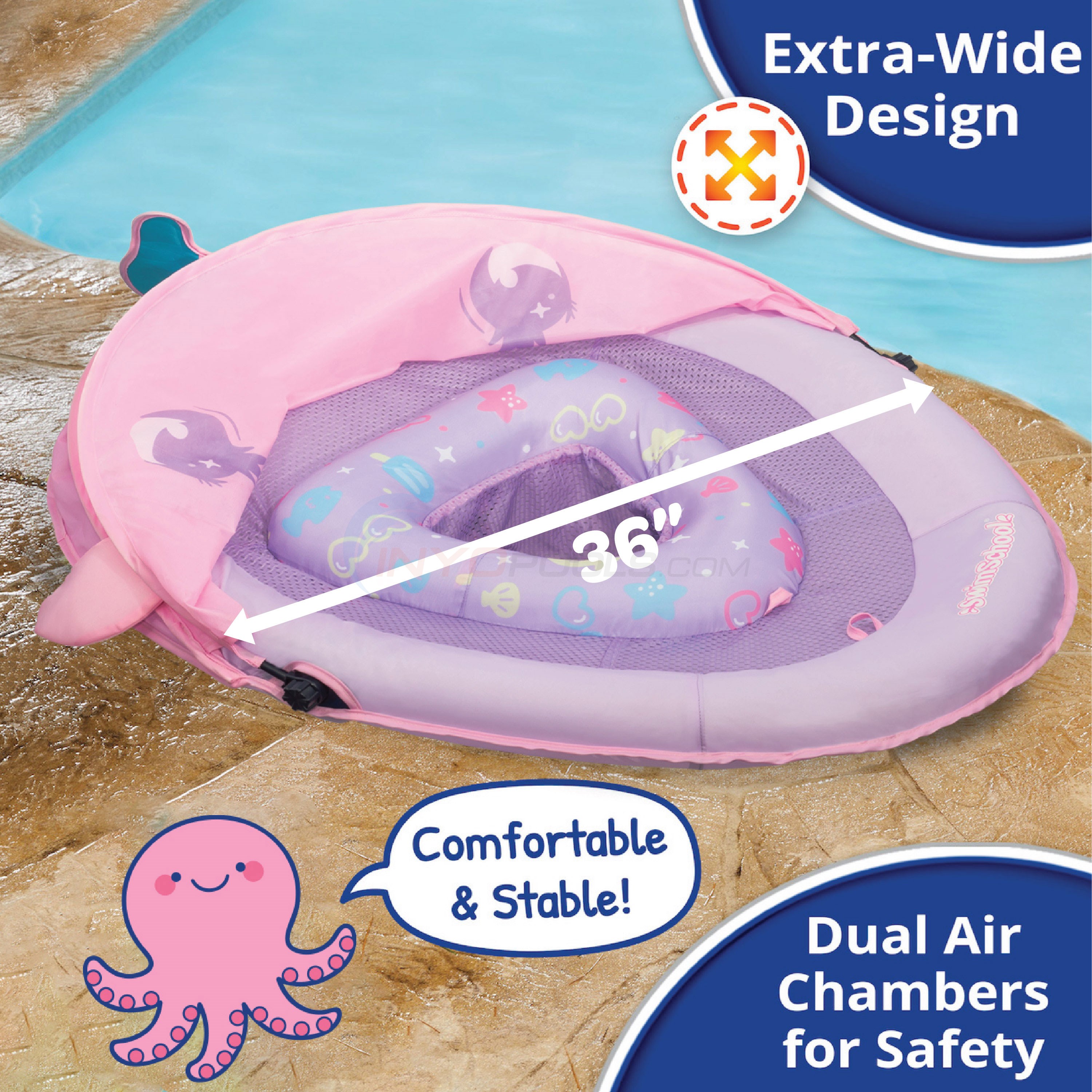 SwimSchool Infant Baby Pool Float with Play Activity Toys - Pink ...