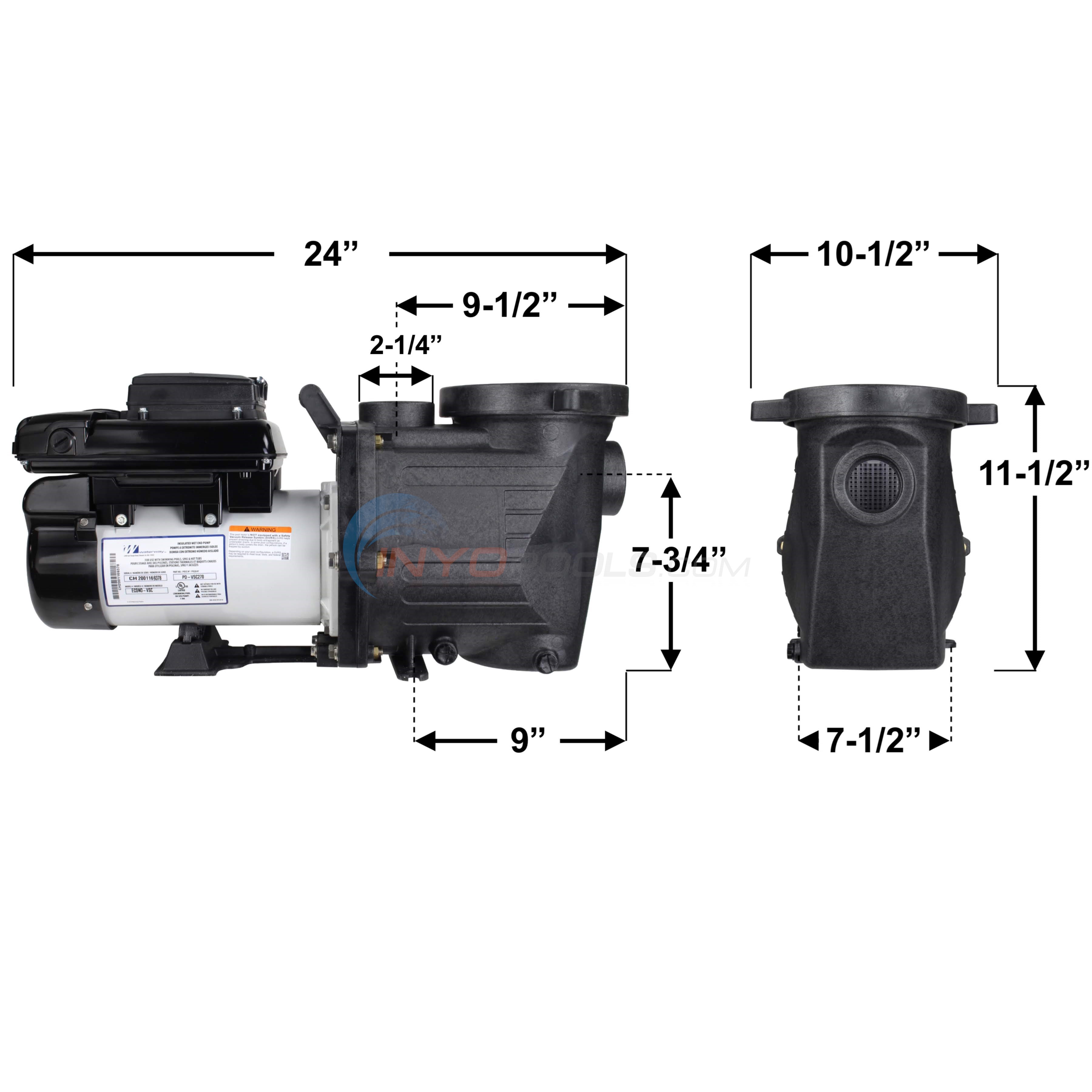 Waterway 2.7 HP Power Defender 270 VS Pump, Inground Pool, Energy ...