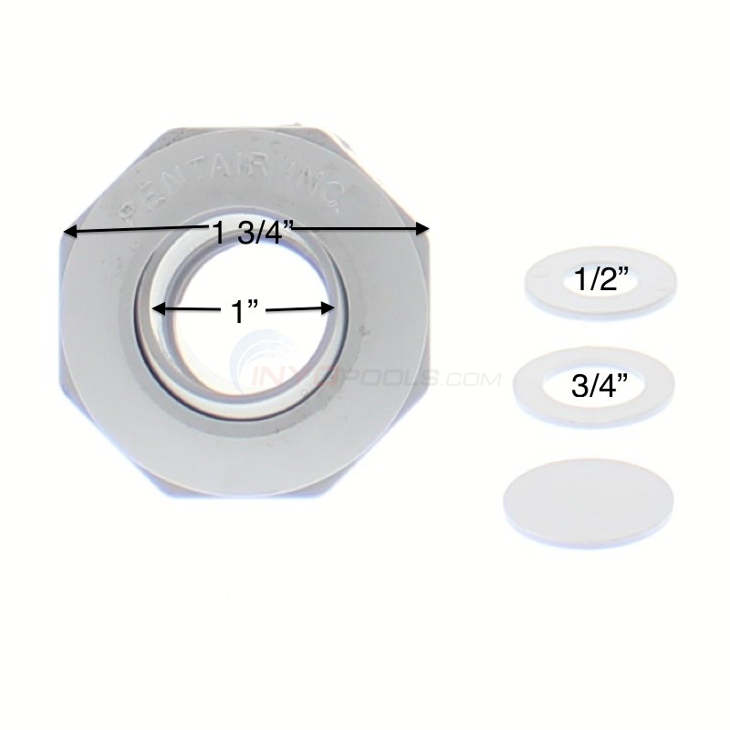 Pentair Inlet Fitting for Pool Wall, Economy Insider 1" Slip with Snap ...