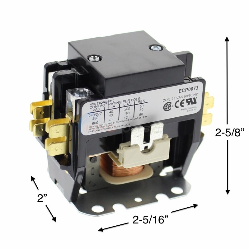 40 AMP 2 POLE 24 VOLT (REPLACES ECS 6061) REQUIRES #10 WIRE FORK ...