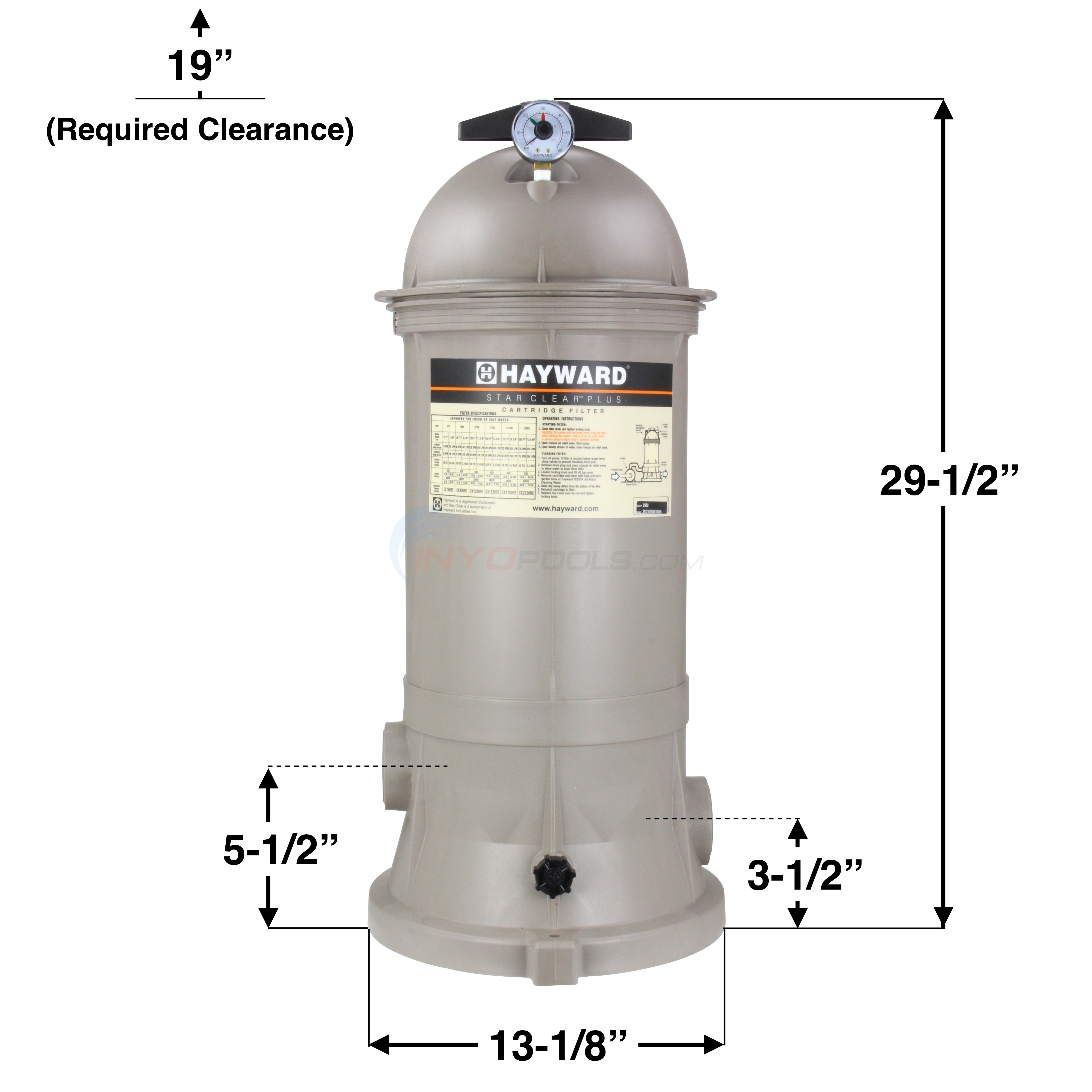 Hayward Star Clear Plus 90 Sq Ft. Filter 1 1/2" Ports - C900 ...