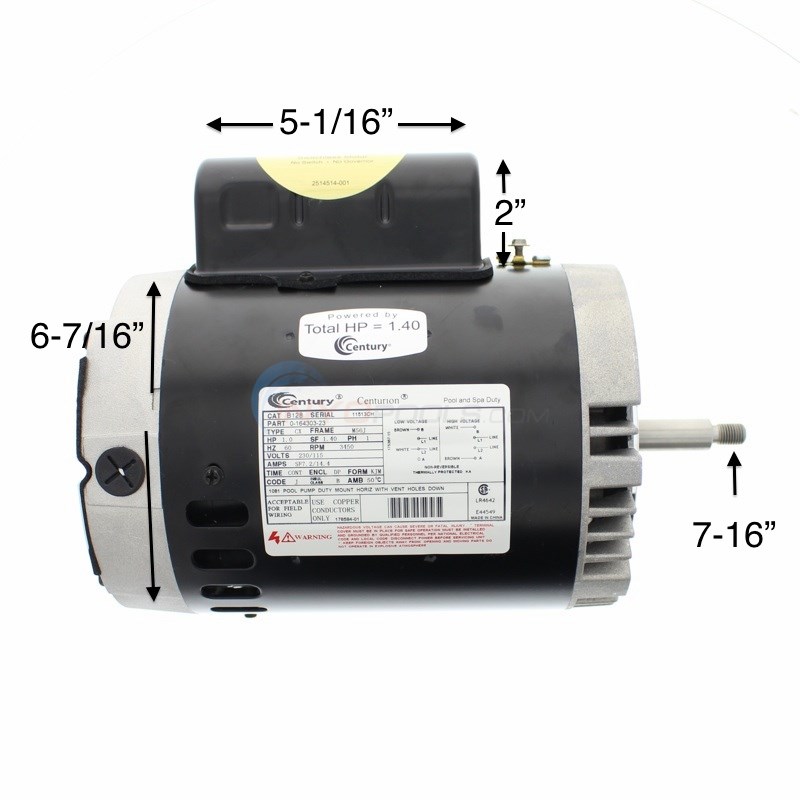 Century (A.O. Smith) 1.0 HP Full Rate Energy Efficient Motor, Round ...