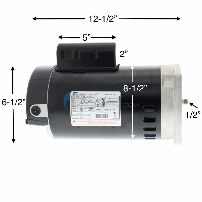 Century (A.O. Smith) 2.5 HP Up Rate Motor, Square Flange 56Y Frame ...