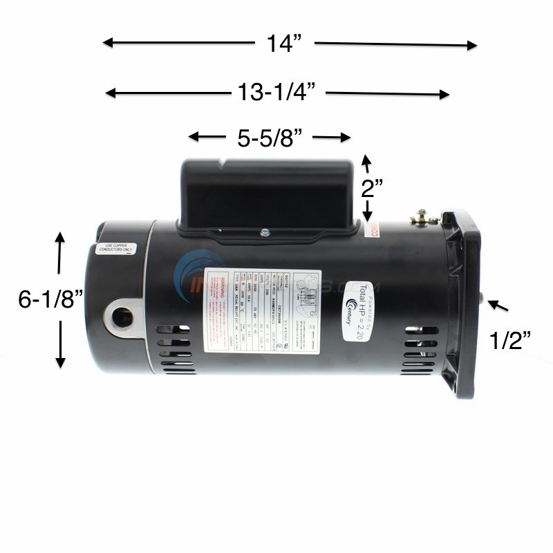 Century (A.O. Smith) 1.5 HP Full Rate Motor, Square Flange 48Y Frame ...