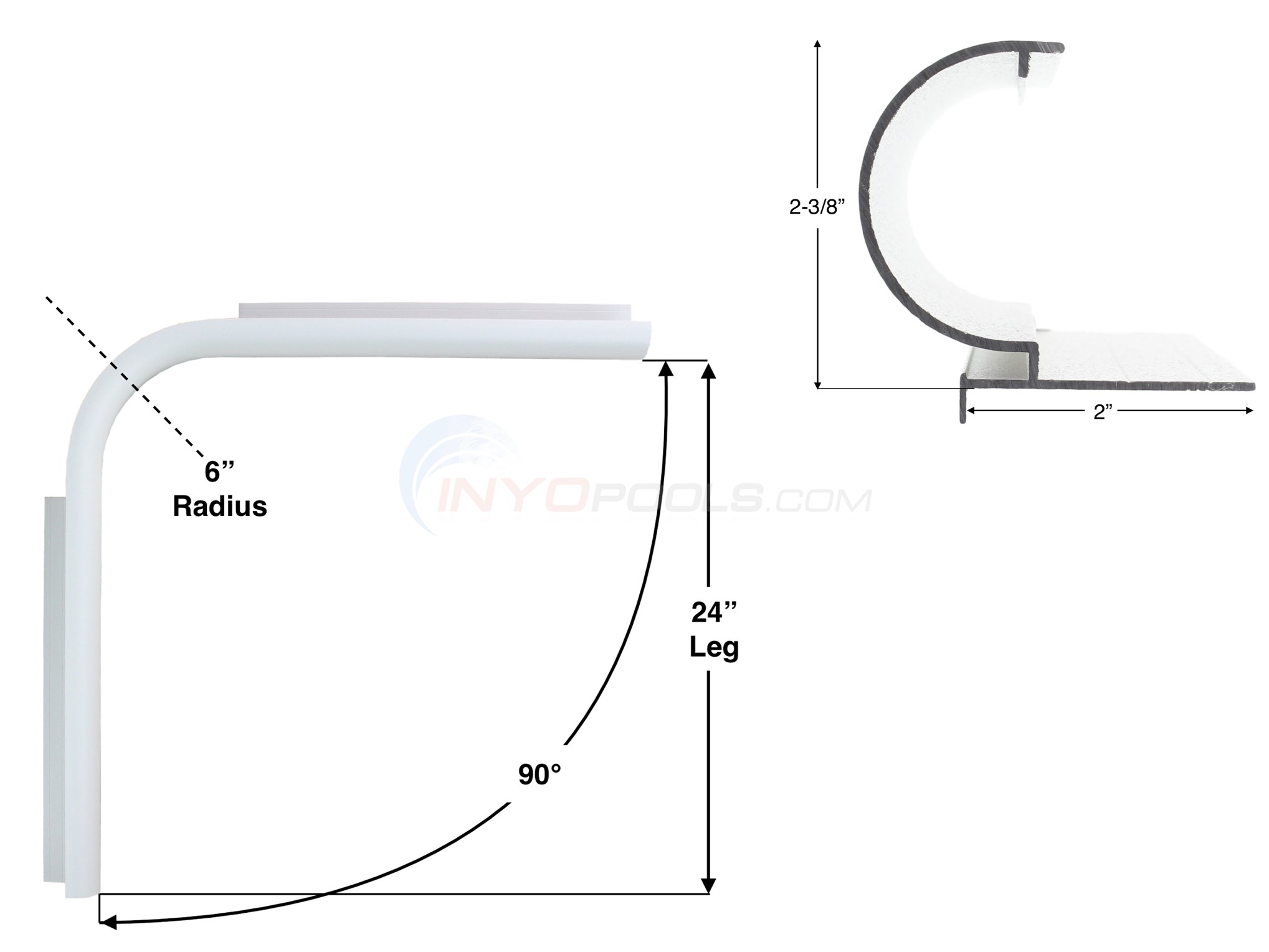 Cinderella CP2 Bullnose Coping Corner 90 Degree 1' Radius - 4 Pack ...