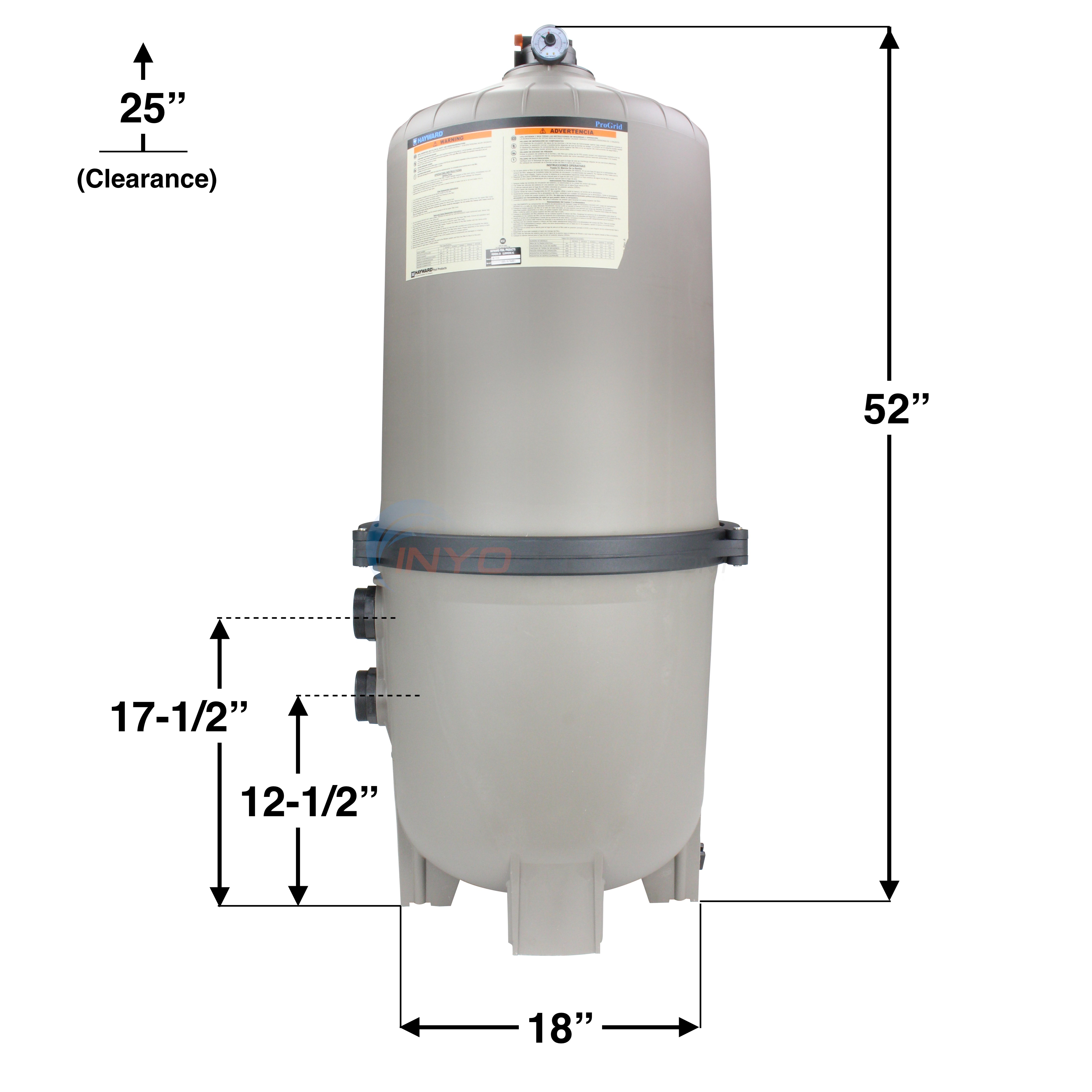 Hayward Pro Grid DE Filter 72 Sq Ft w/o Valve - DE7220 - INYOPools.com