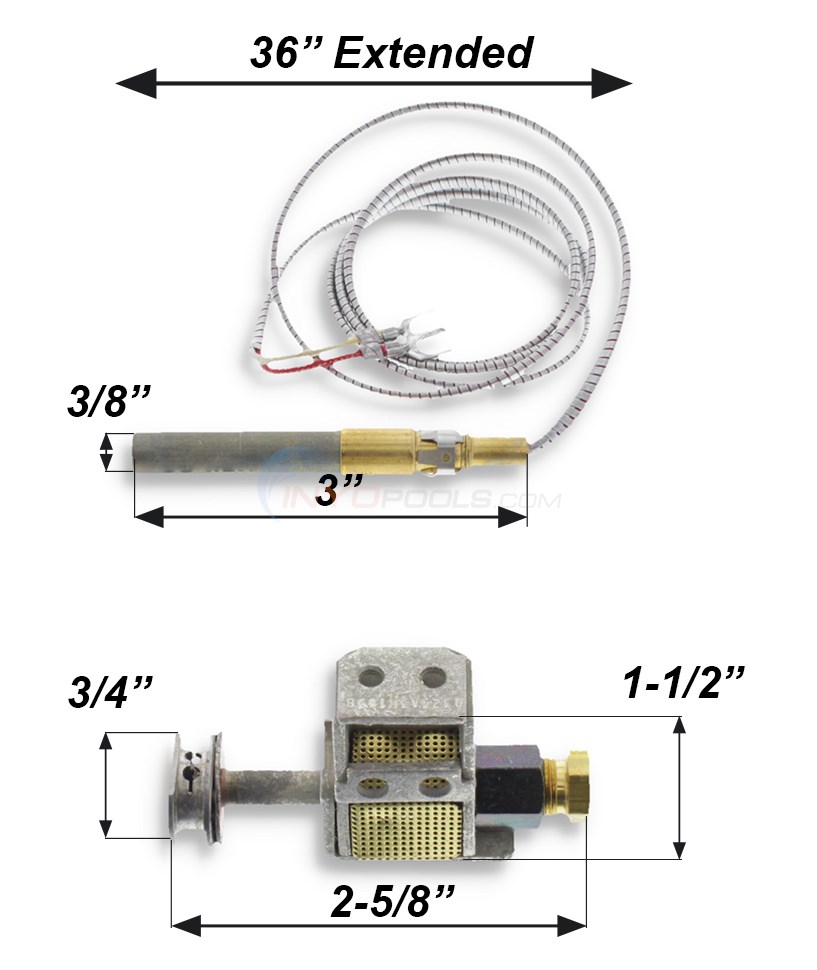 Raypak Pilot Assembly for Propane Milivolt Pool Heater, Models 53/53A ...