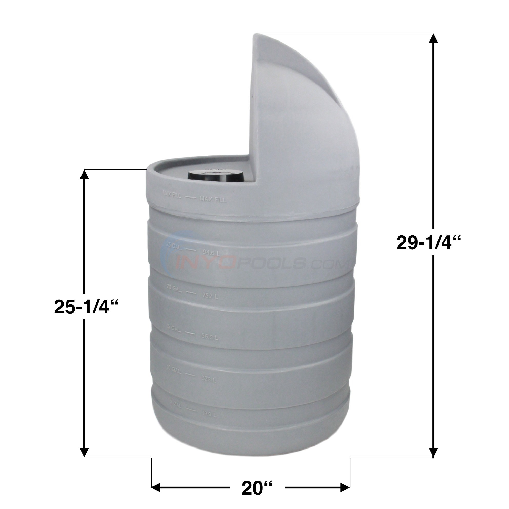 Stenner 30 Gal. Gray Tank Only, UV Resistant - STS30GC - INYOPools.com