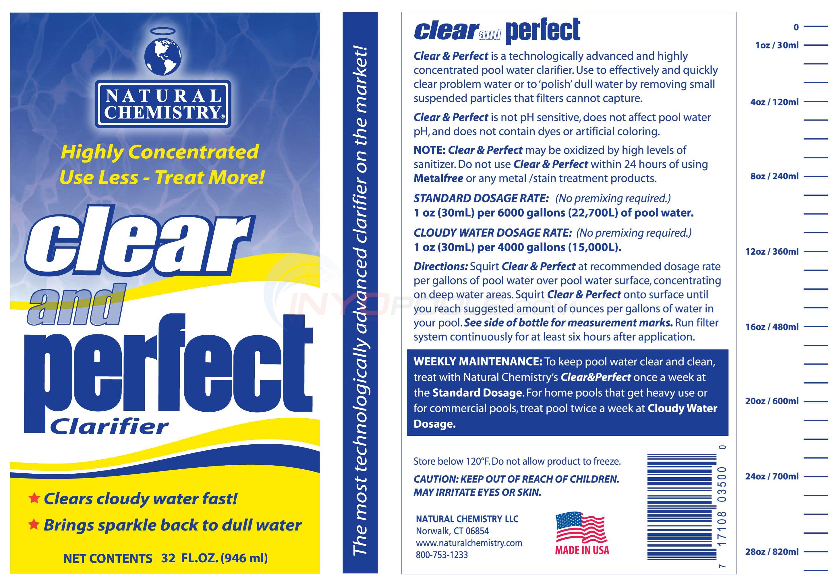 Natural Chemistry CLEAR AND PERFECT 32 oz - 03500 - INYOPools.com