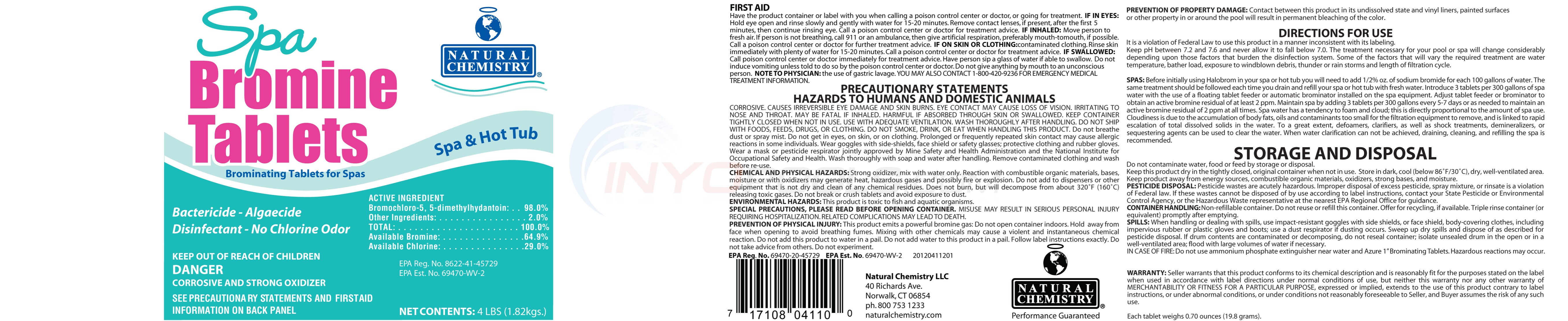 Natural Chemistry BROMINE TABS 4 lbs - 04110 - INYOPools.com