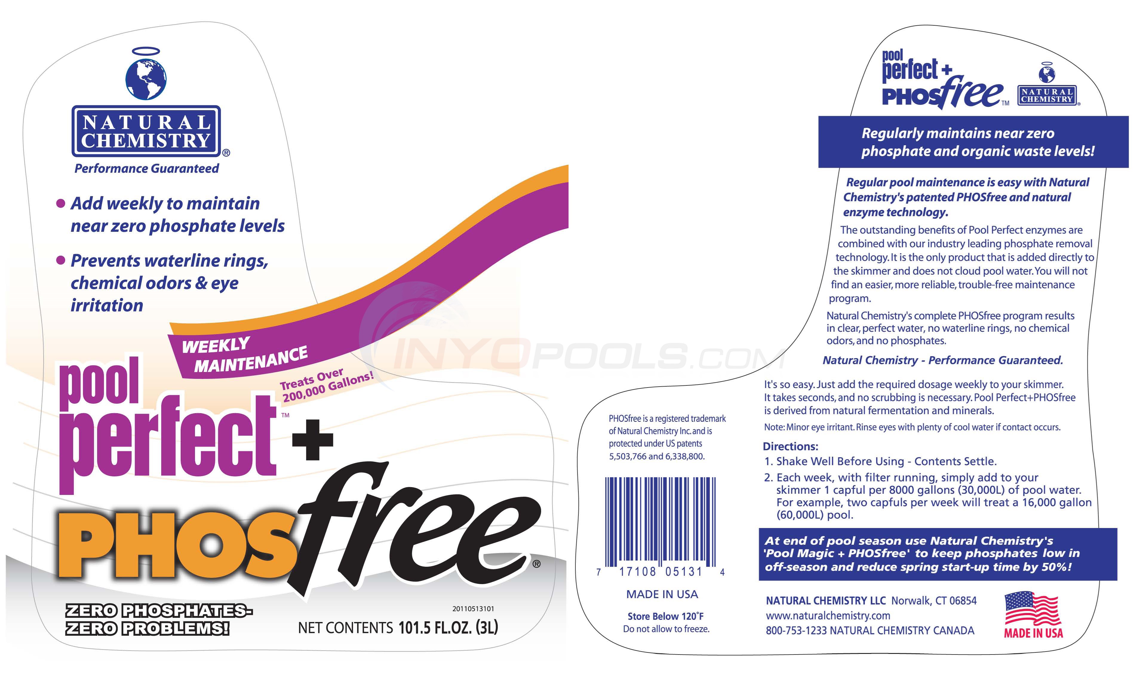 Natural Chemistry Pool Perfect Plus PhosFree, 3L - 05131 - INYOPools.com