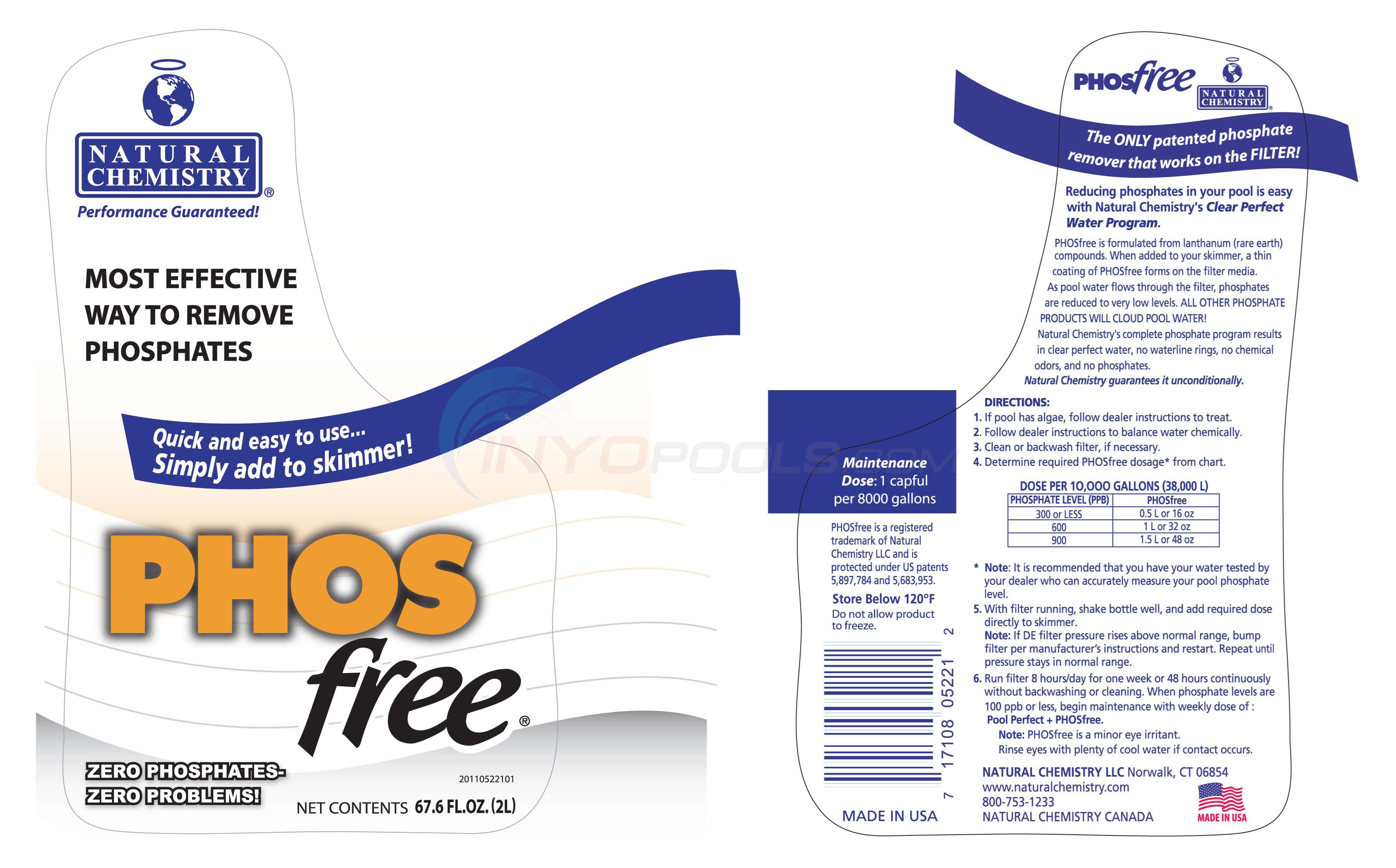 Natural Chemistry PhosFree, Pool Phosphate Remover, 2L - 05221 ...