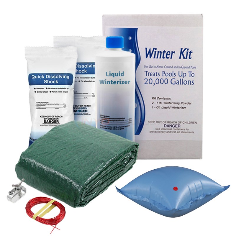15 ft. x 30 ft. Oval Solid A/G Pool Winter Cover Kit - 15 Year ...