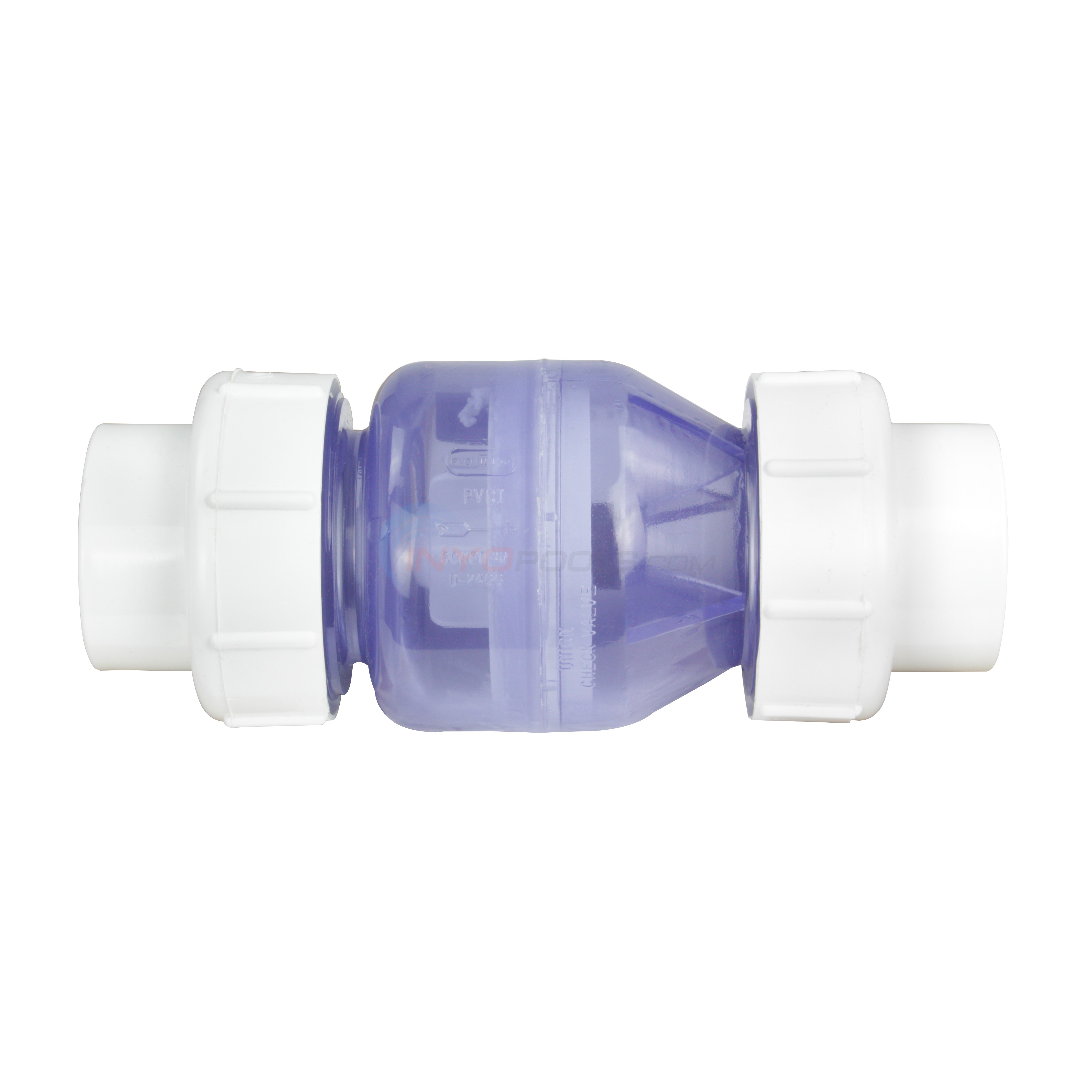 Clear 1/2 lb. Spring Check Valve with Unions - 2" - 1700C20 - INYOPools.com