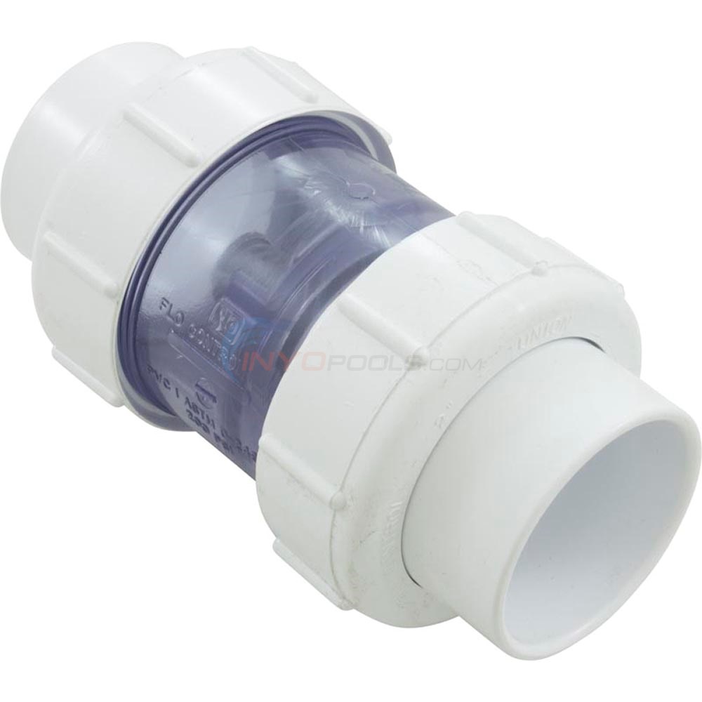 Flo Control Check Valve Clear w/ Union 1/2#, 2" - 1790C20 - INYOPools.com