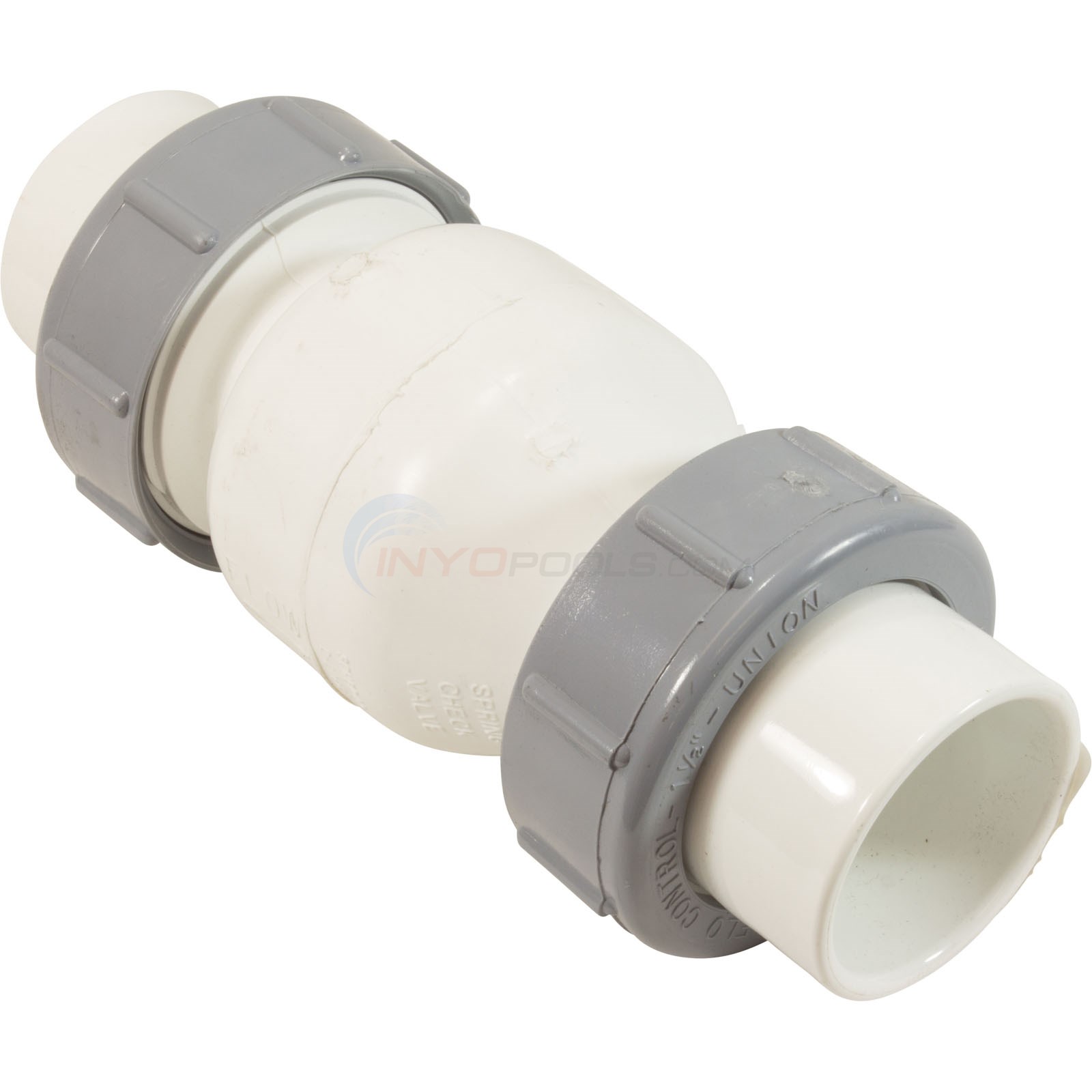 Flo Control Check Valve, 1-1/2" Slip, 1/2lb Spring, True Union, White ...