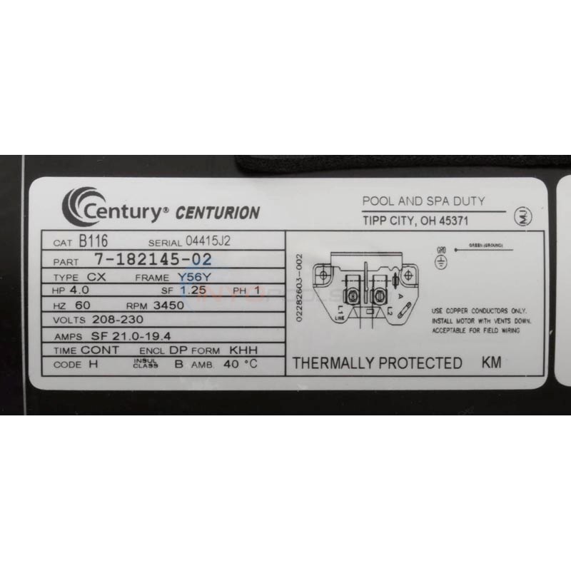 Century® (A.O. Smith) 4.0 HP Uprated Motor - B116 Round Flange | Y56Y ...