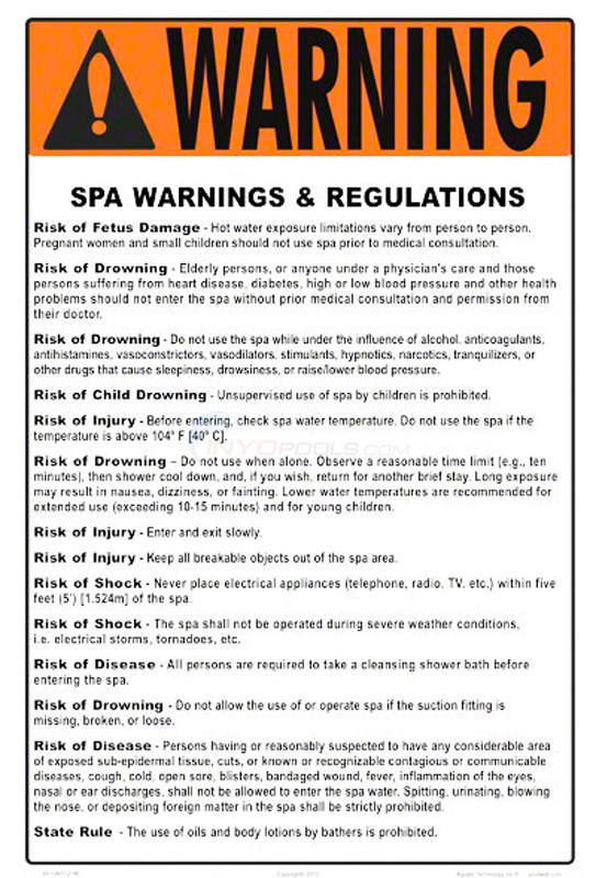 Swimming Pool Sign - Spa Rules - NSSSW23 - INYOPools.com