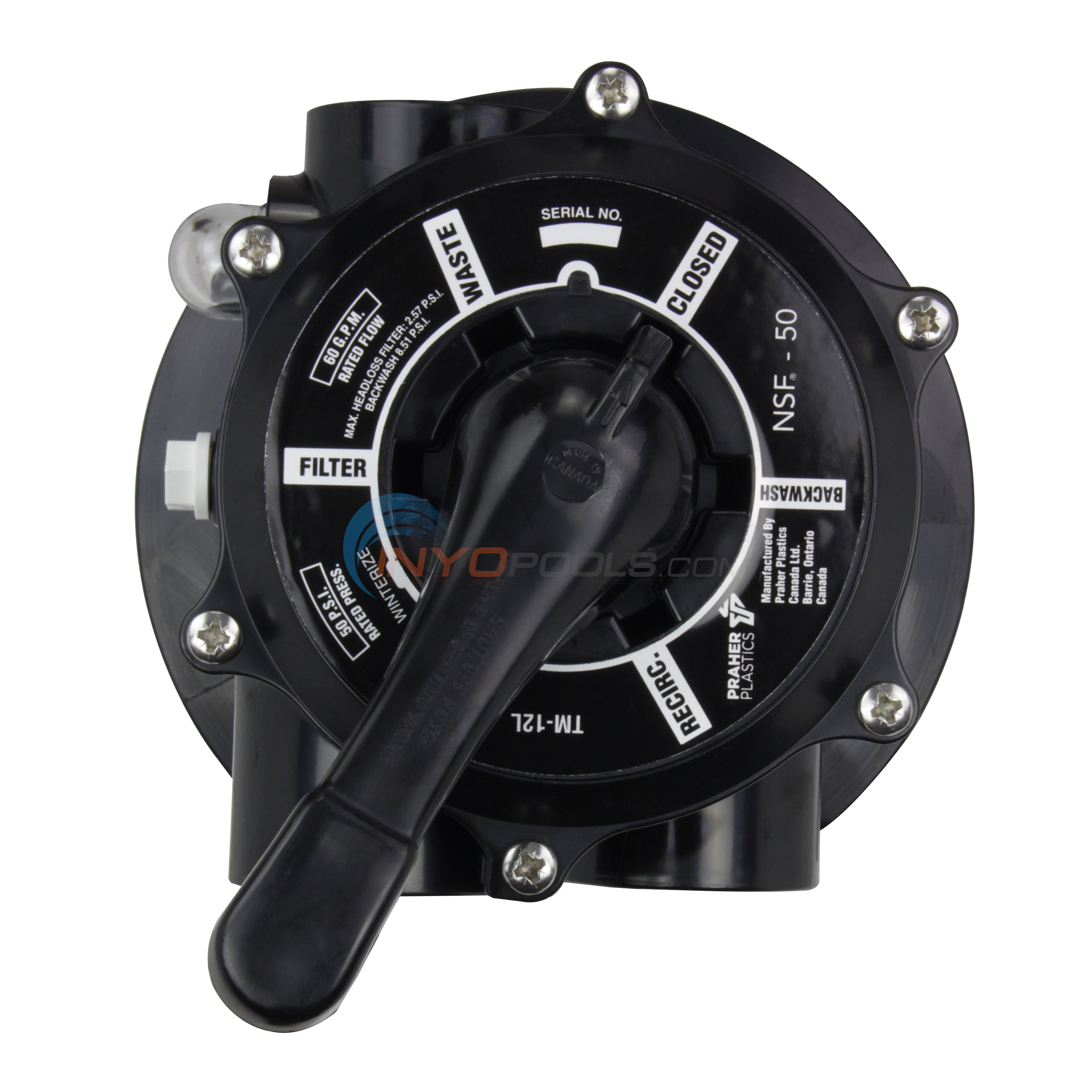 Praher Top Mount Multiport Valve 6-Way - TM-12-L - INYOPools.com