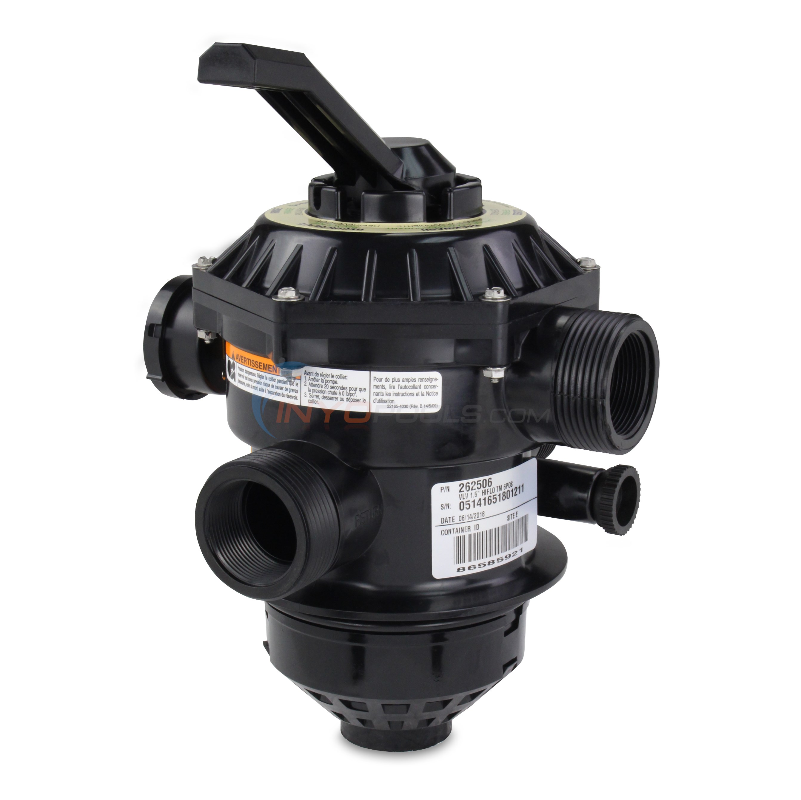 Pentair Top Mount Valve 6 Pos 1-1/2" Flanged - 262506 - INYOPools.com