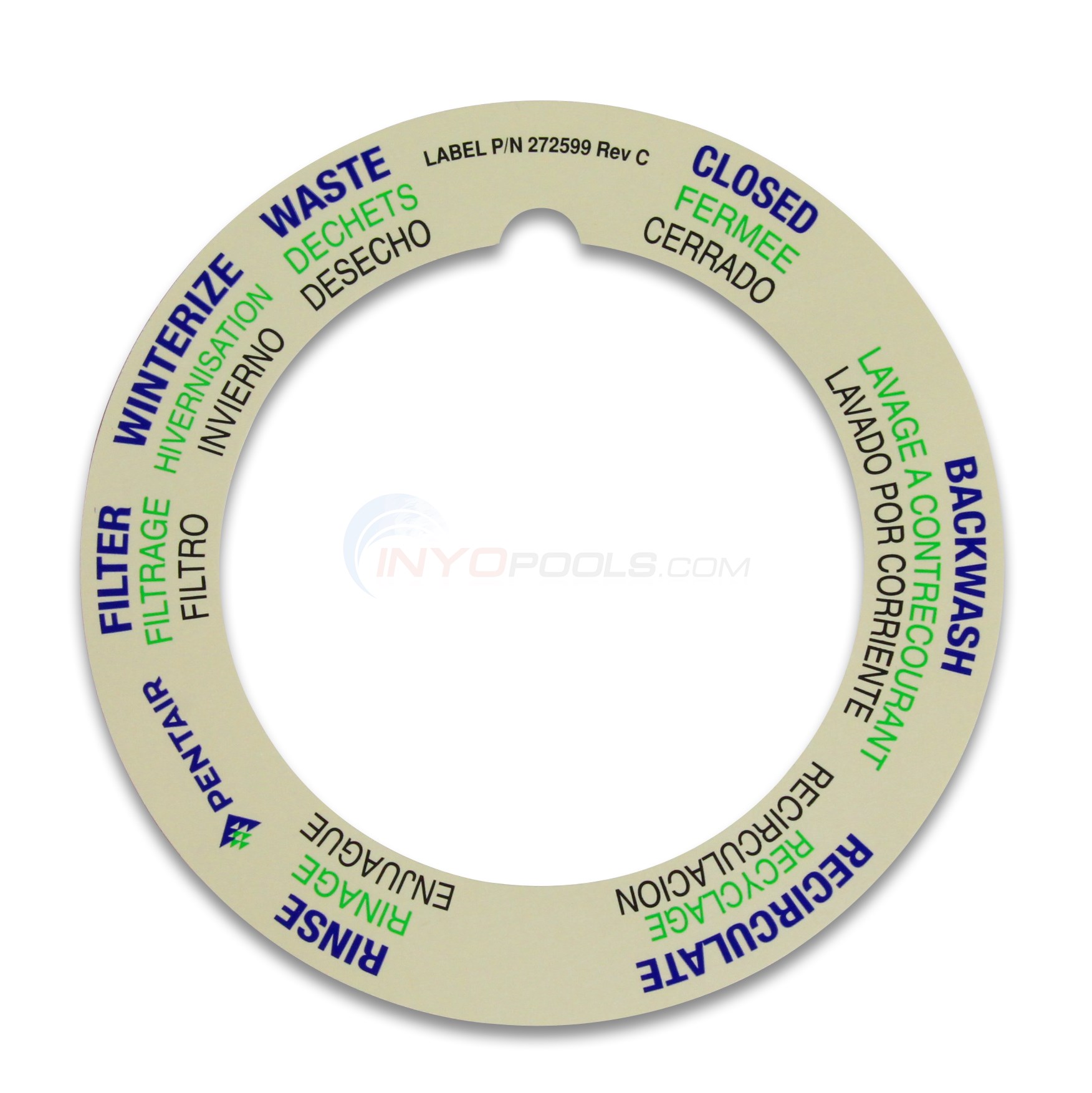 Pentair Valve Label - 272599 - INYOPools.com