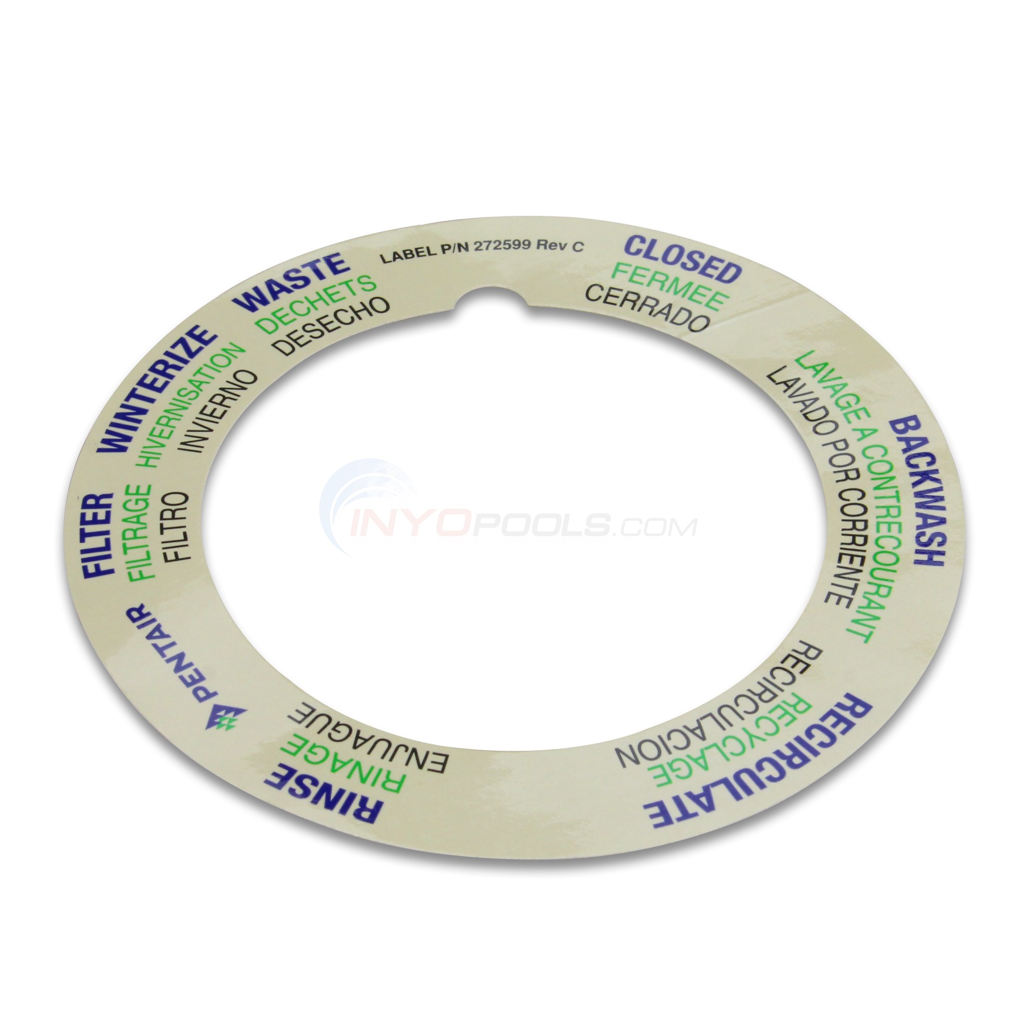 Pentair Valve Label - 272599 - INYOPools.com