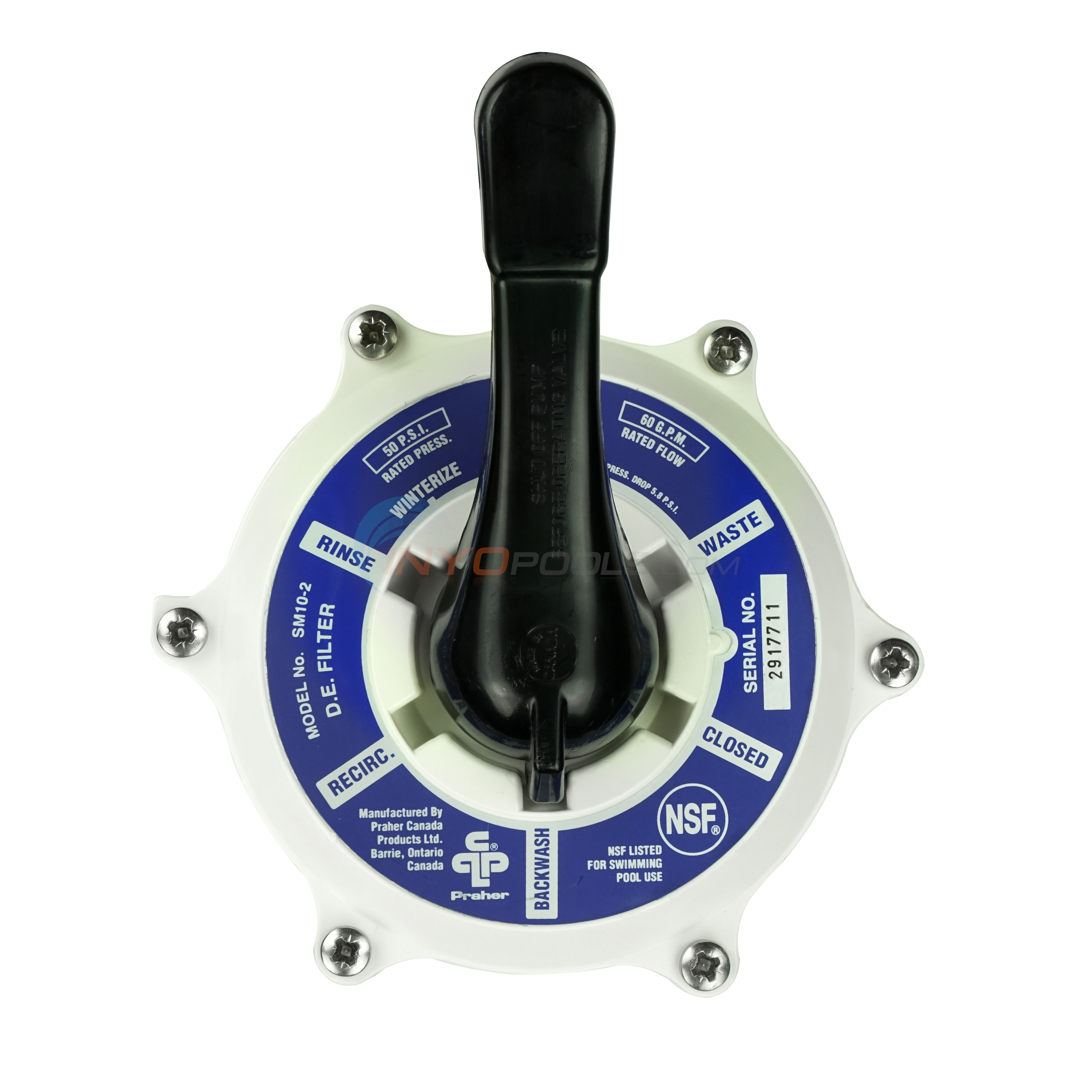 Praher Valve,sm W/plumbing 1 1/2" P.f. D.e. (sm1-pp2) - INYOPools.com