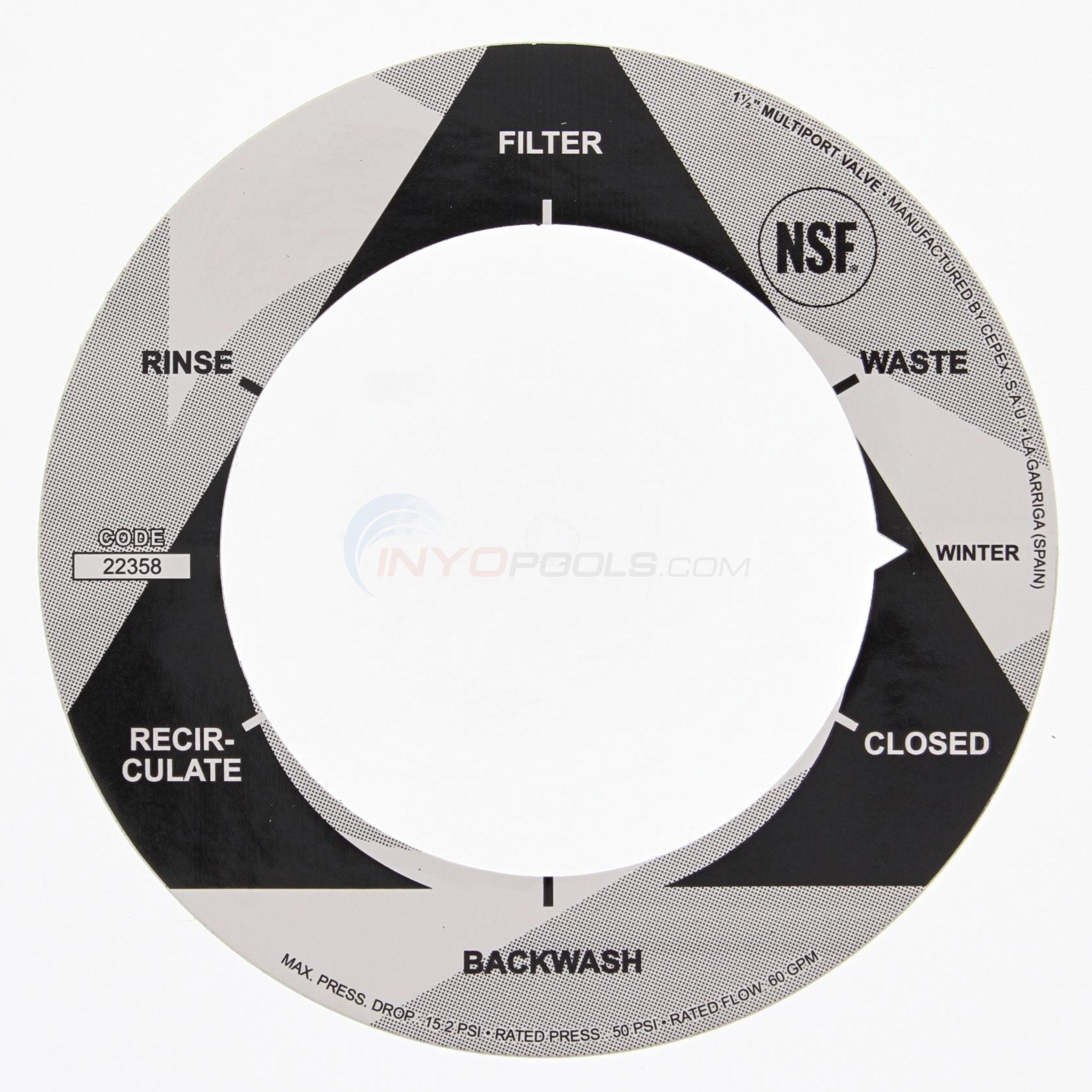 Astral MULTIPORT VALVE LABEL FOR 22355 - 4870-401 - INYOPools.com