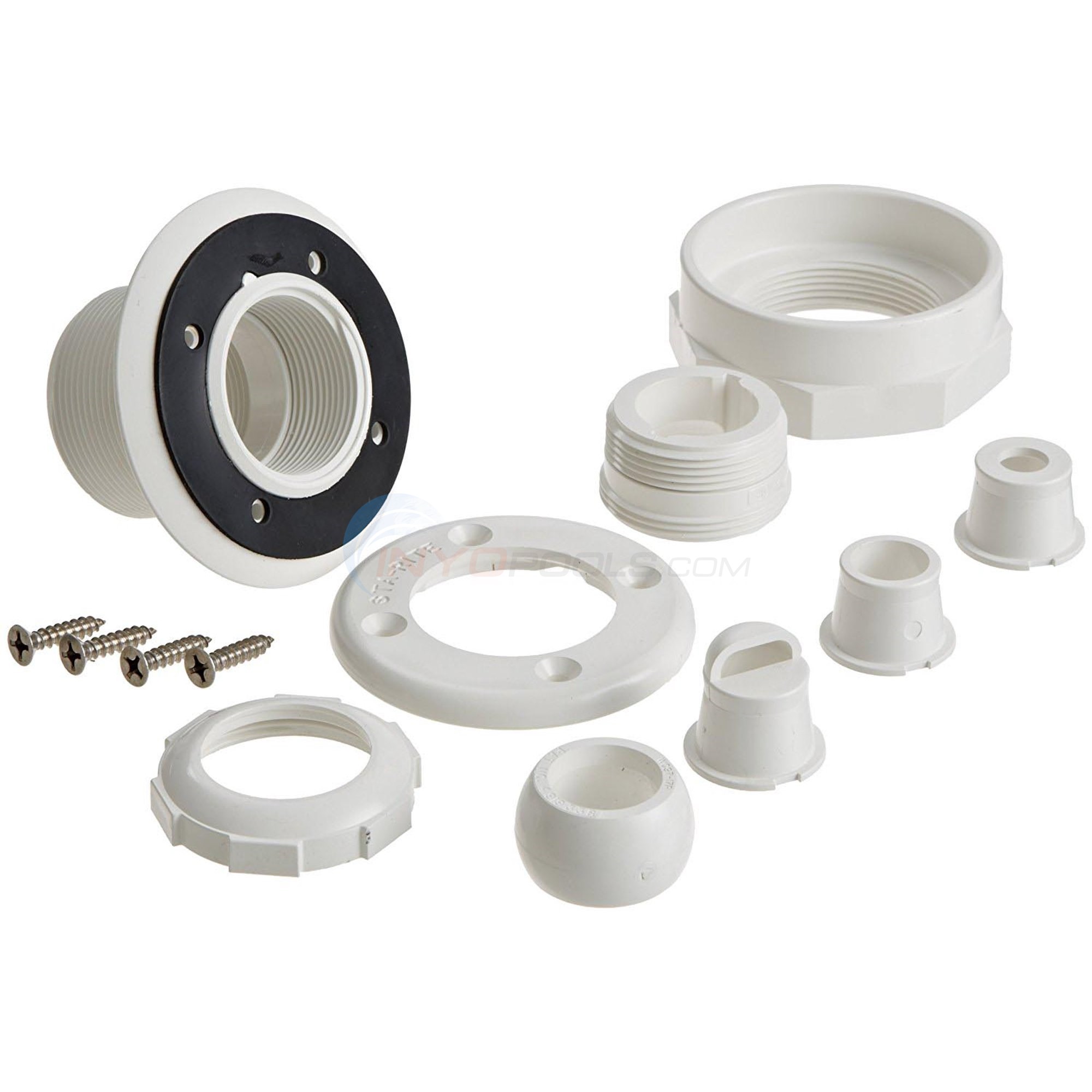 Pentair Vinyl Liner Pool Fitting With 1.5" Npt Pvc Body, White - 08430 ...