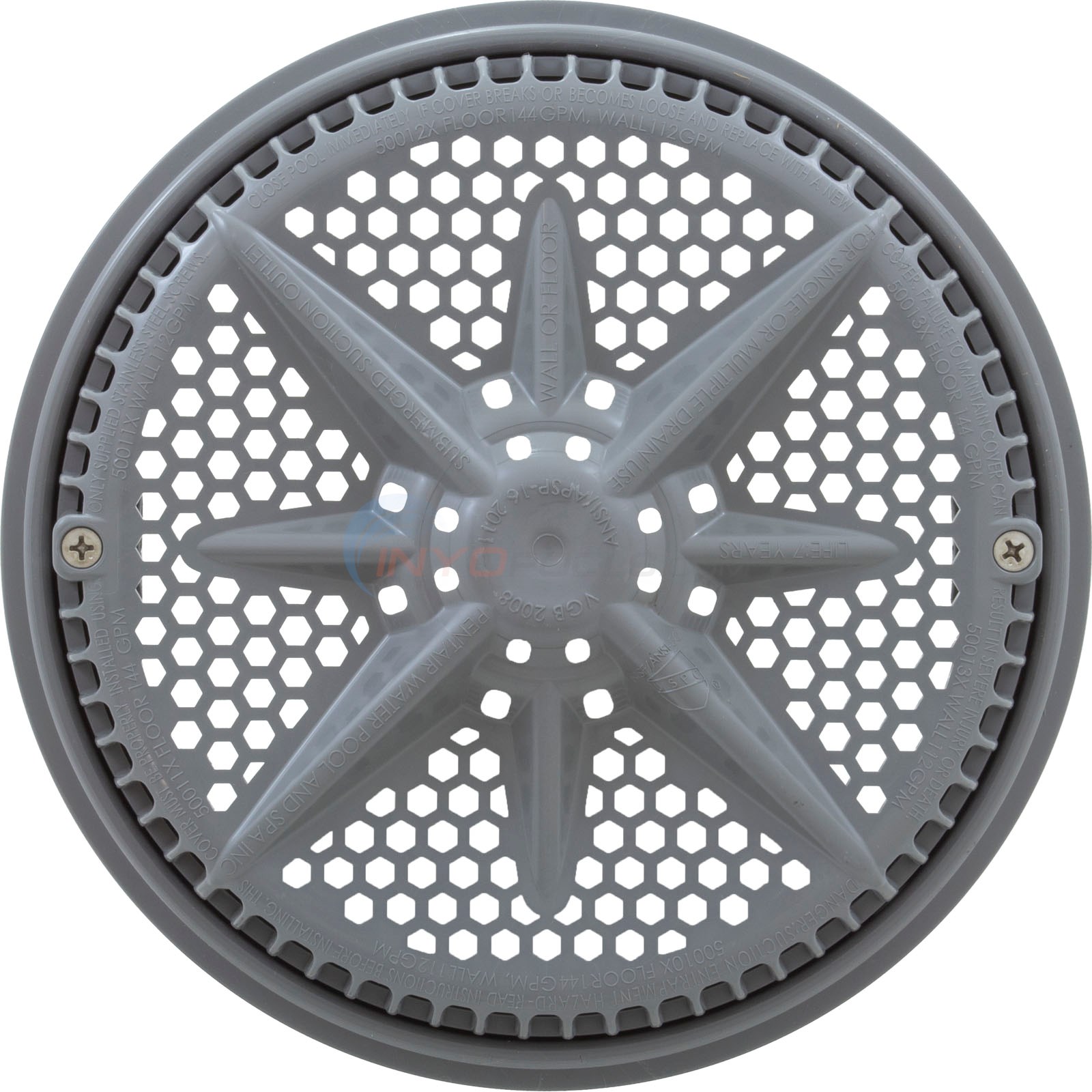 StarGuard Main Drain Cover, Pentair, 8", Single, Grey, ANSI - 500106 ...