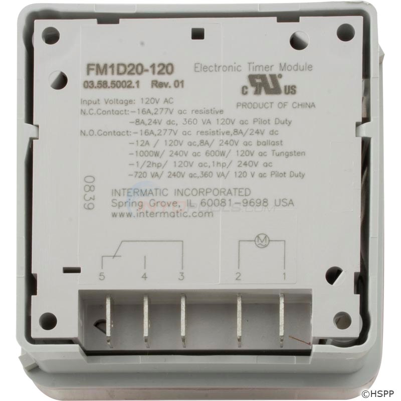 Digital Time Control 120v Panel Mount (FM1D20E-120) - INYOPools.com