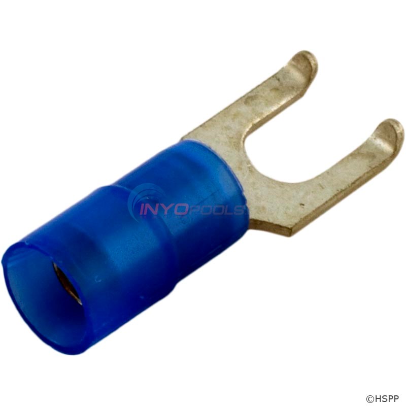 Flanged Fork Terminal, Blue 16-14 AWG #8 Stud (Pkg 25) - INYOPools.com