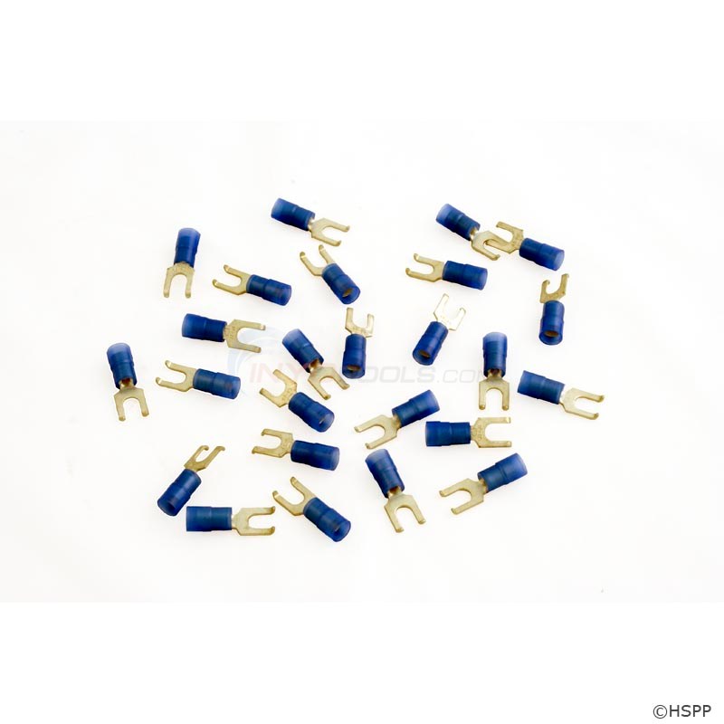 Flanged Fork Terminal, Blue 16-14 AWG #8 Stud (Pkg 25) - INYOPools.com