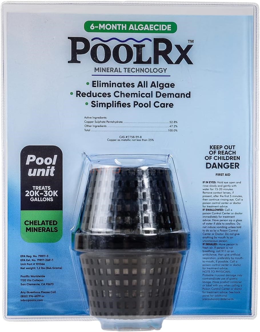 PoolRx Pool Unit 6 Month Algaecide, Treats 20k-30k Gallons, Black ...