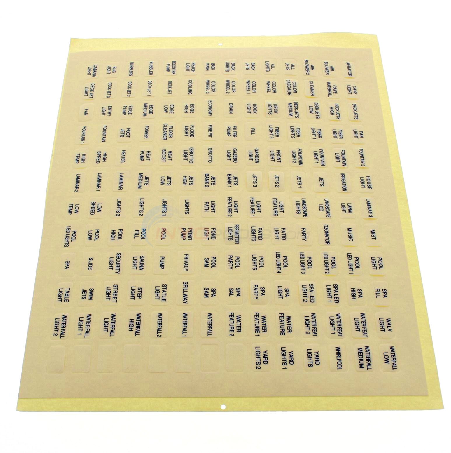 Pentair Label,10/set Outdr Cntrl Pnl Intltch (520283) - INYOPools.com