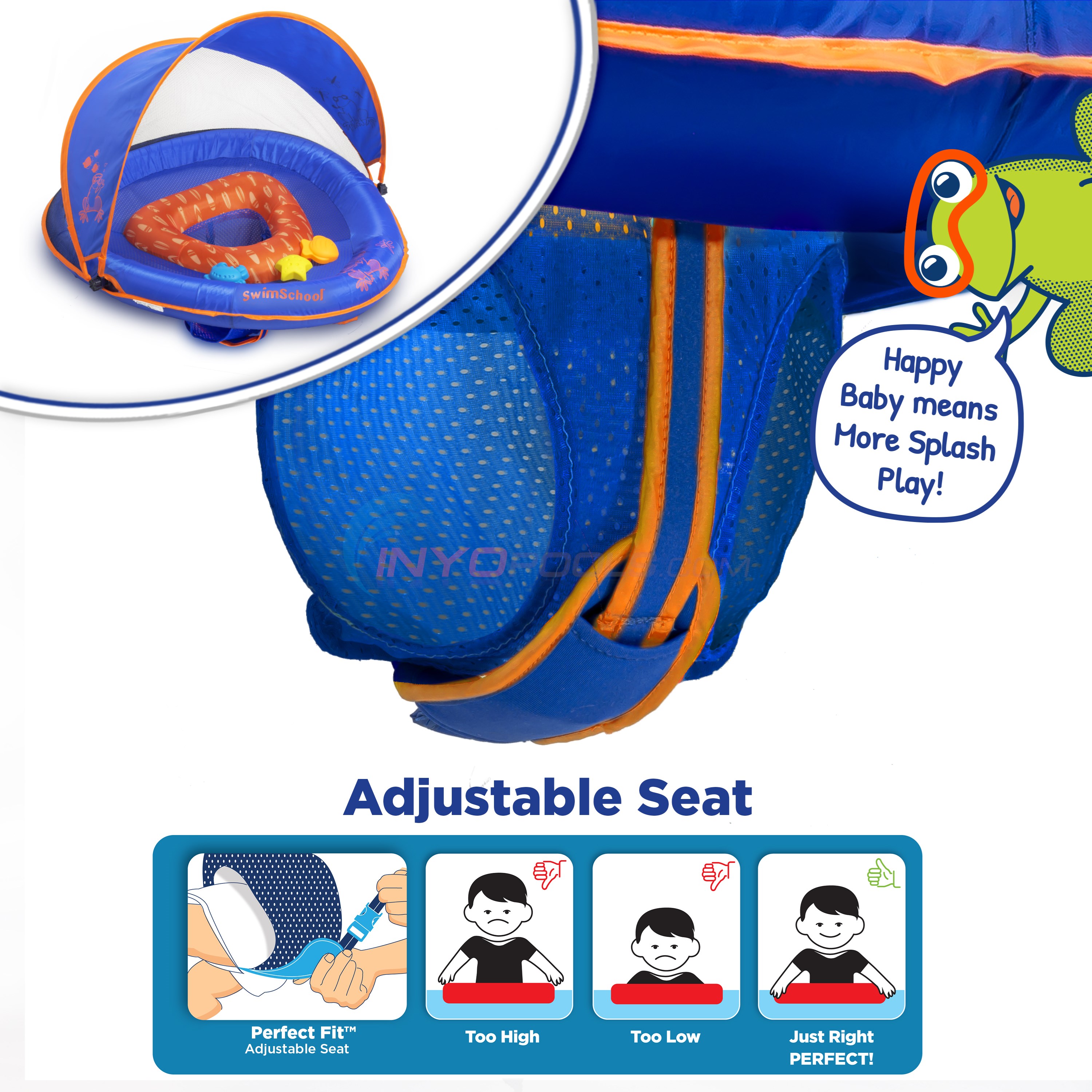 SwimSchool Infant Baby Pool Float with Play Activity Toys - Blue/Orange ...