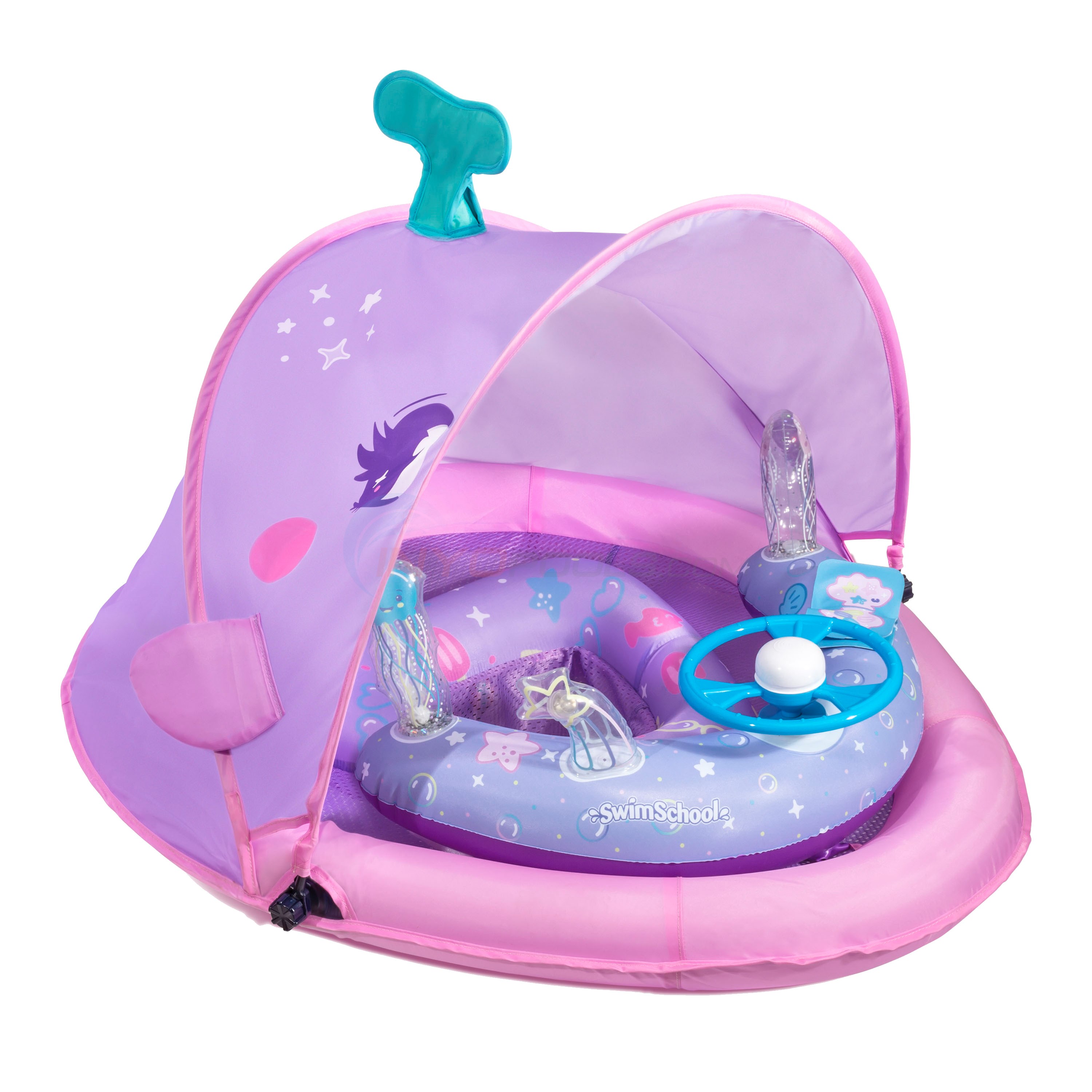 SwimSchool Infant Baby Pool Float with Play Activity Toys - Pink ...