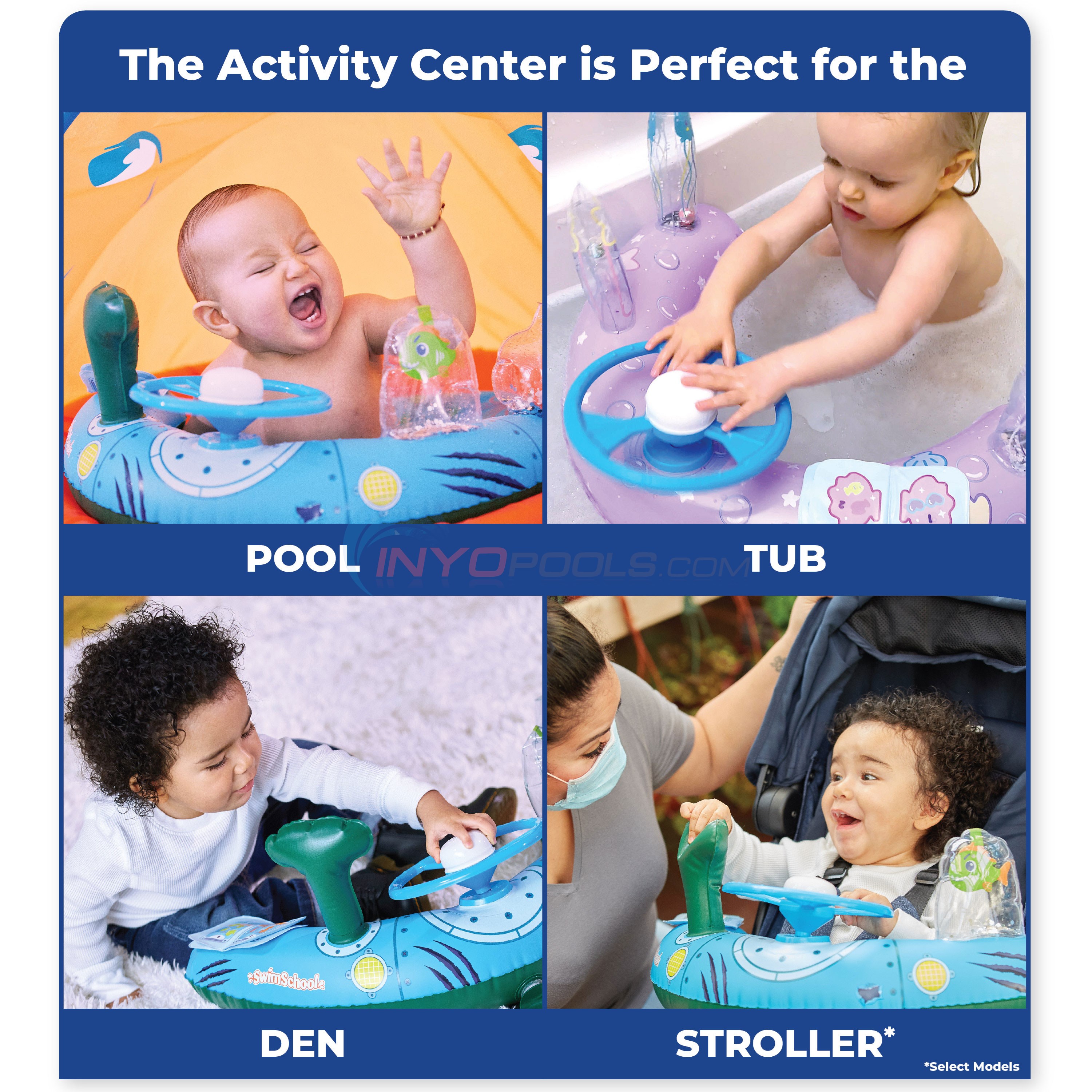 SwimSchool Infant Baby Pool Float with Play Activity Toys - Pink ...