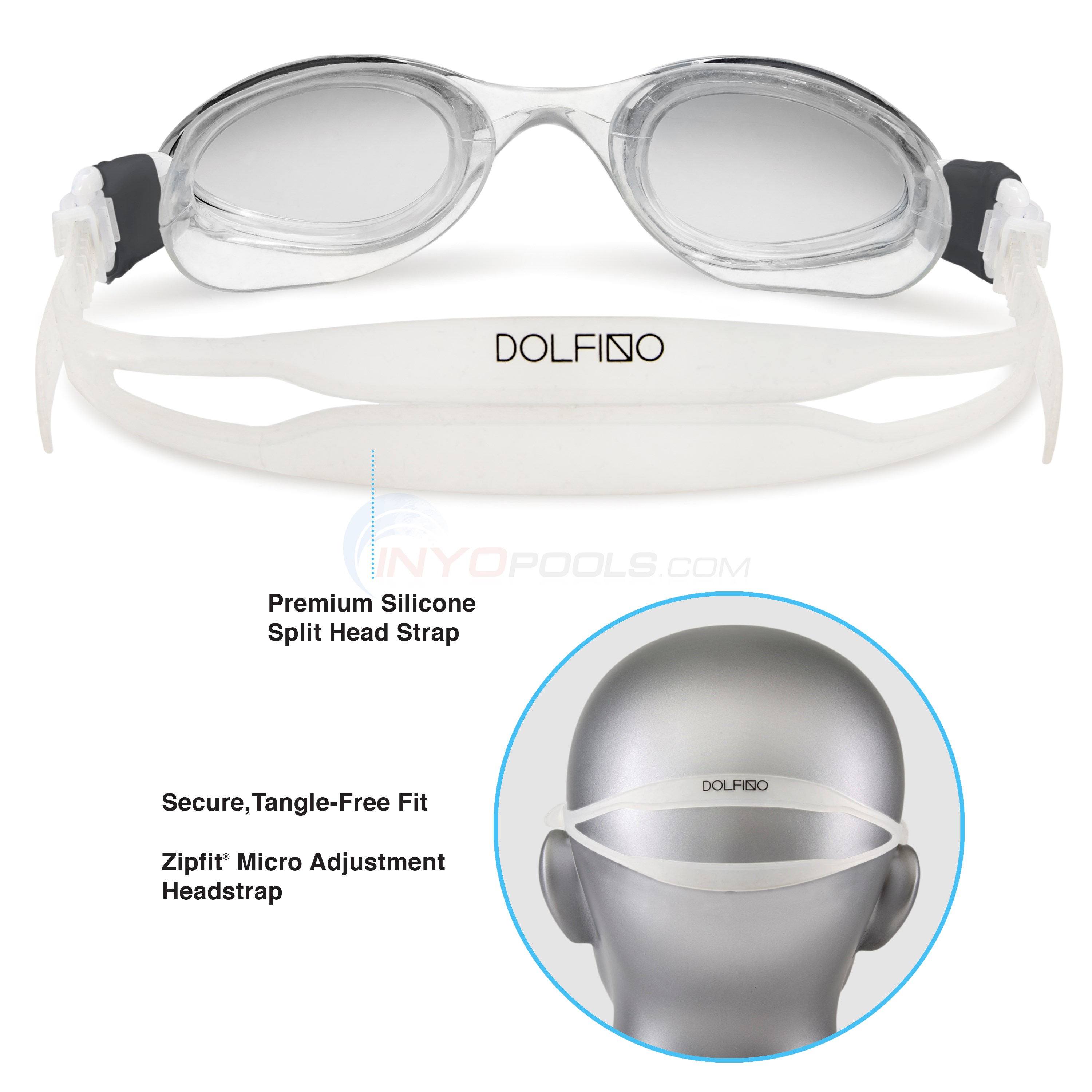 Dolfino Pro Stratus Silicone Swim Goggles - Clear/Smoke - INYOPools.com