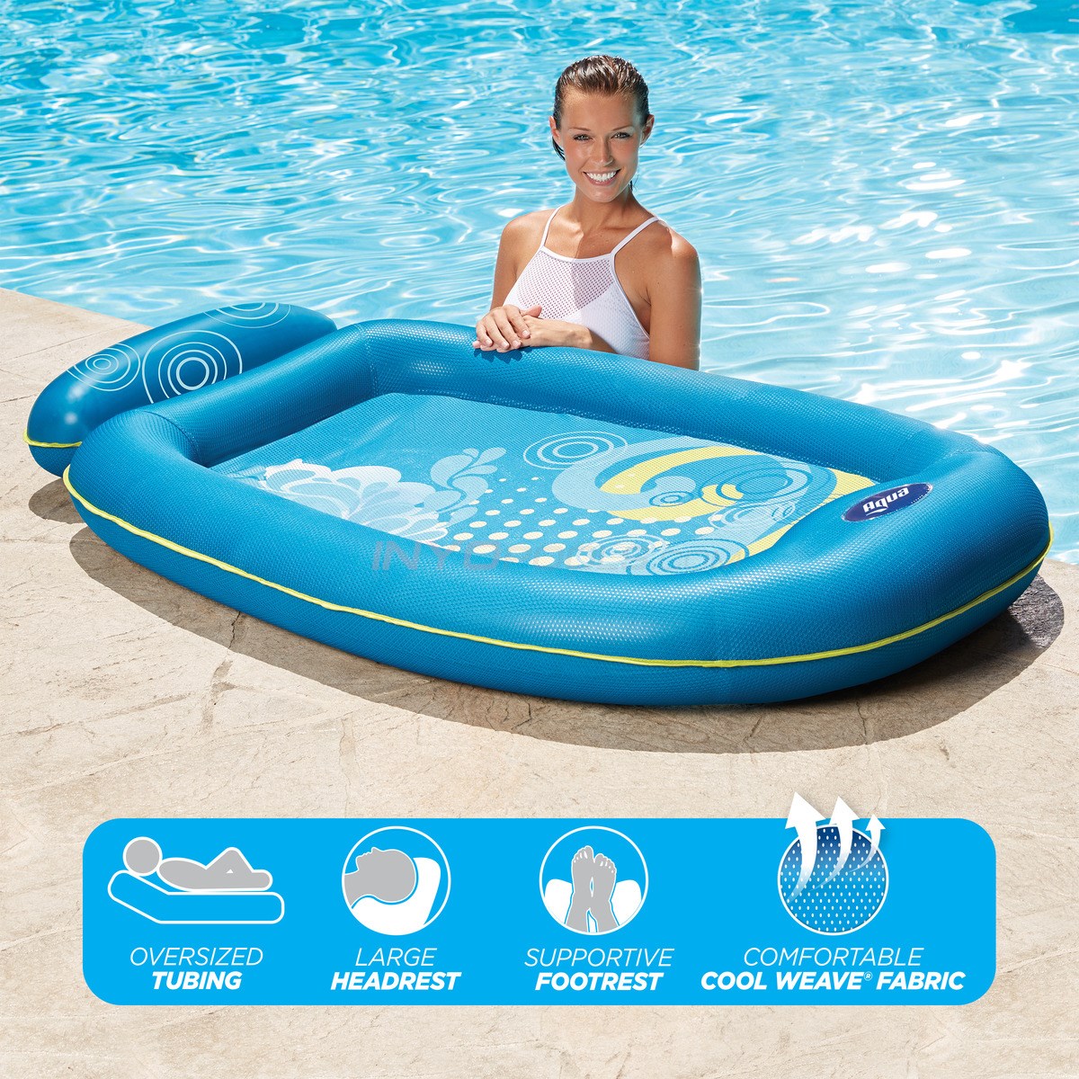 Aqua Comfort Water Lounge, X-Large, Inflatable Pool Float with Headrest ...