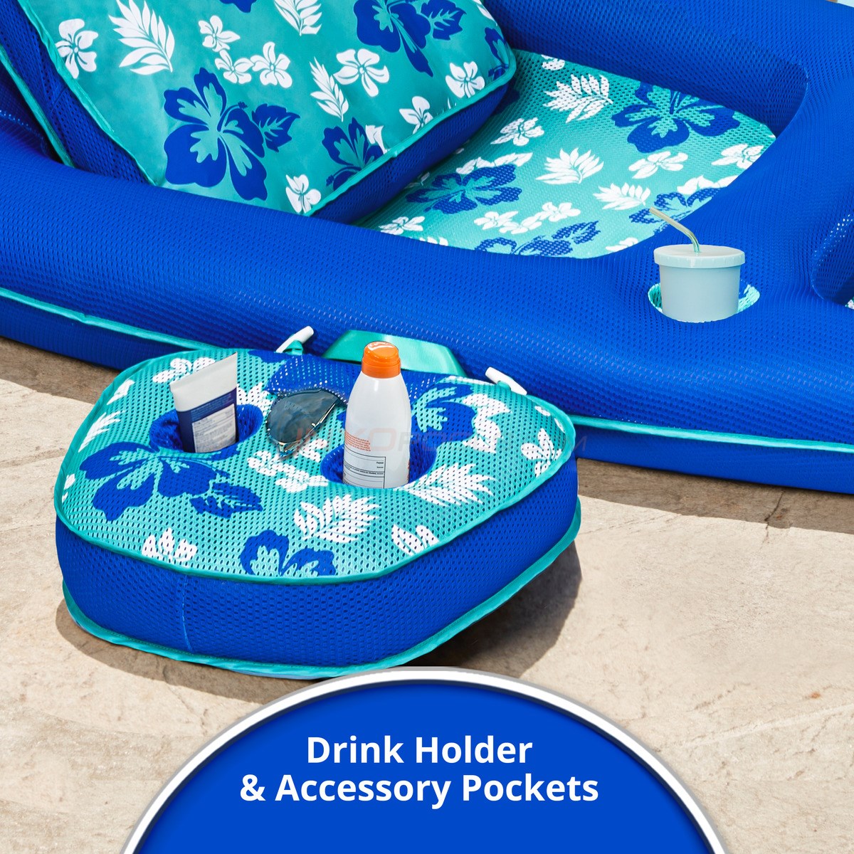 Aqua Campania Ultimate 2 in 1 Recliner & Tanner Pool Lounger with Caddy ...