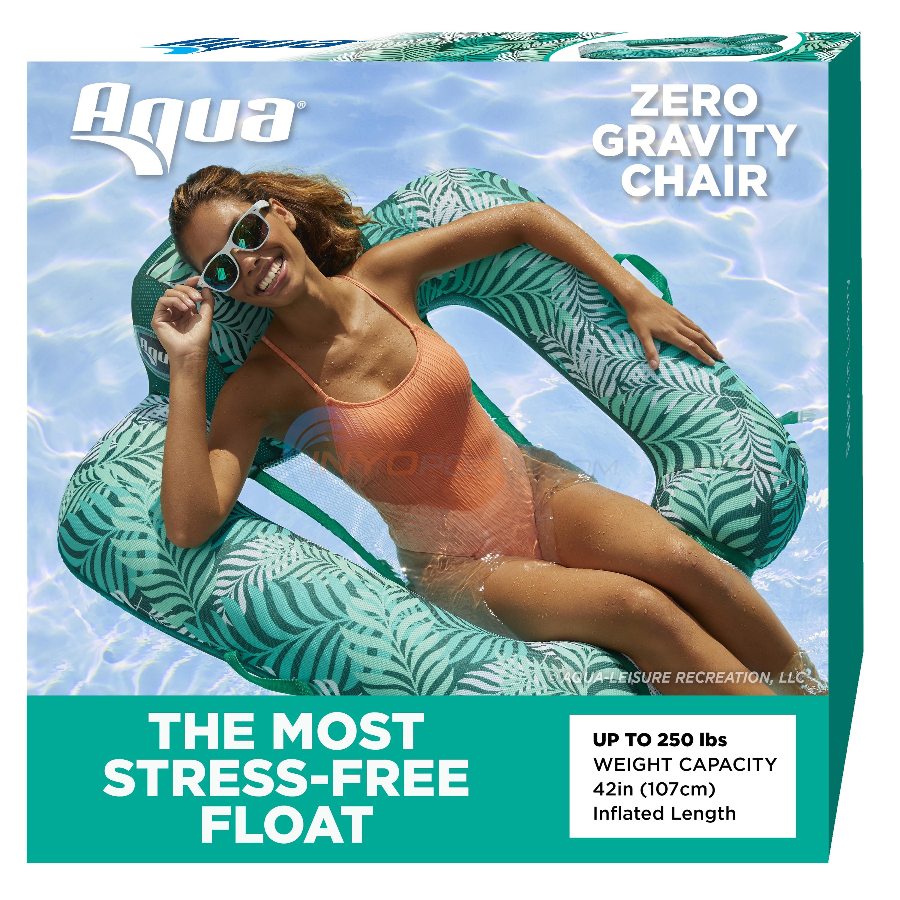 AQUA Zero Gravity Pool Chair Lounge - Teal Fern, Blue Teal - INYOPools.com